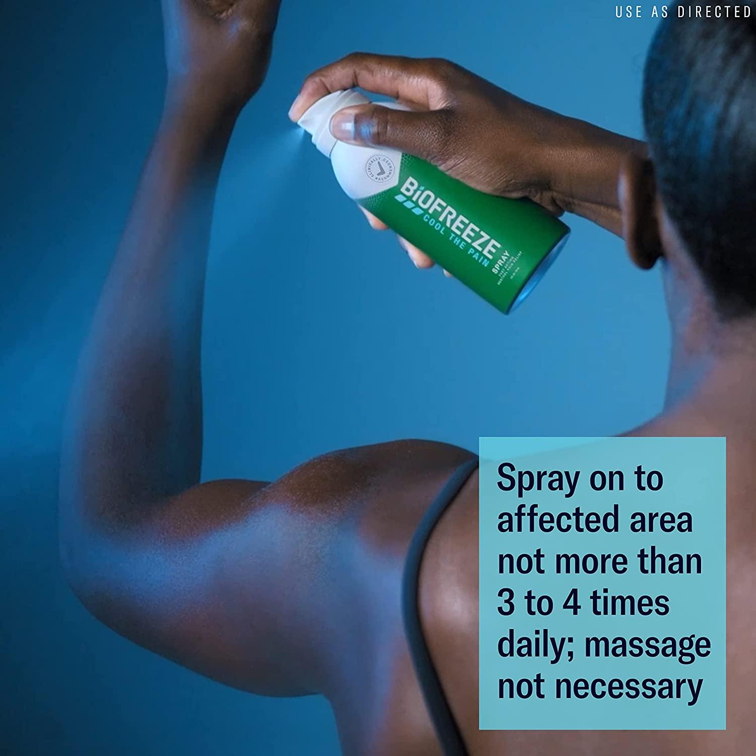 Biofreeze Menthol Pain Relieving Spray 4oz (Pack of 3) for Sore Muscles ...