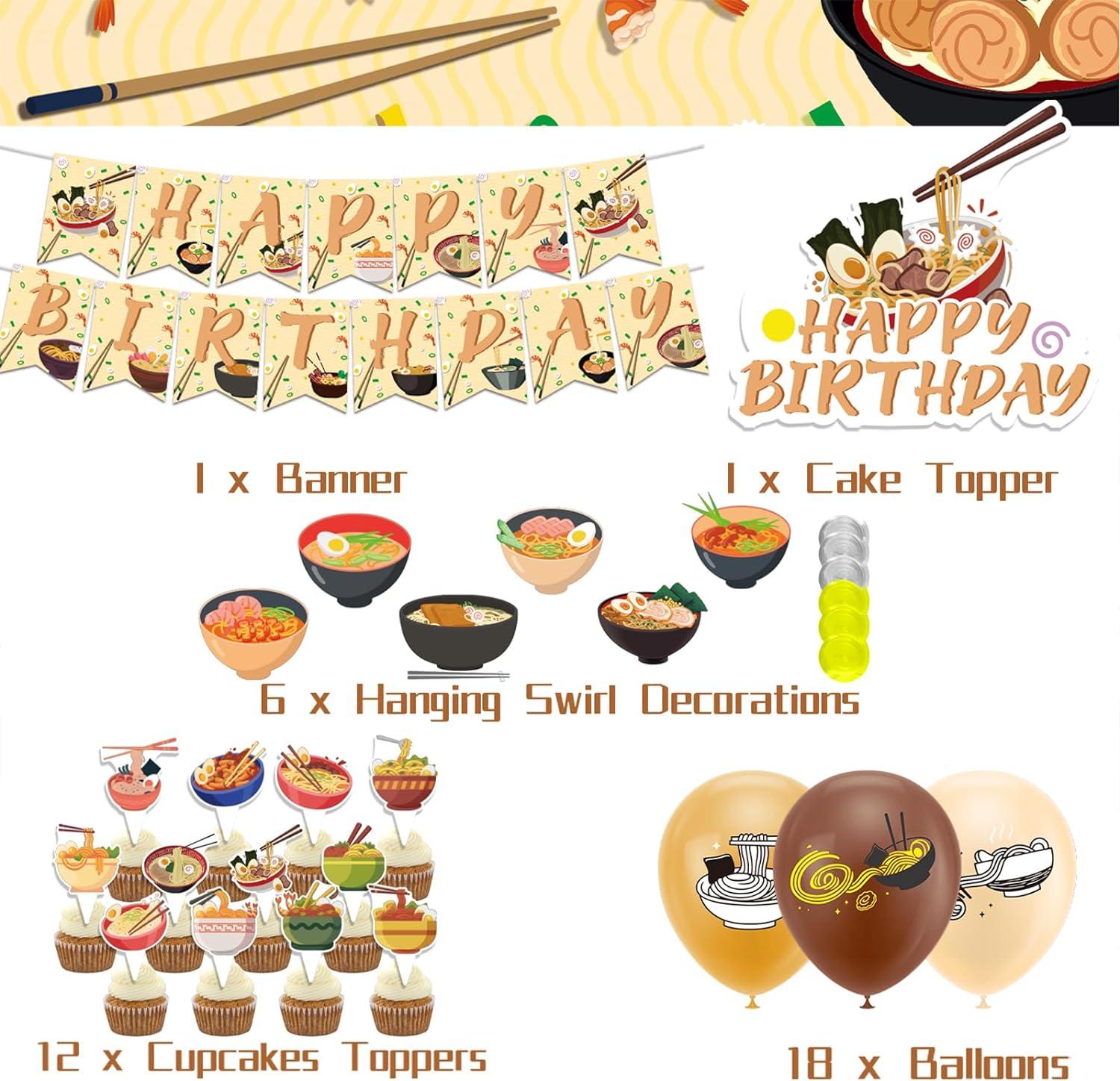 Ramen Noodles Party Decorations Japanese Birthday Decorations Including ...