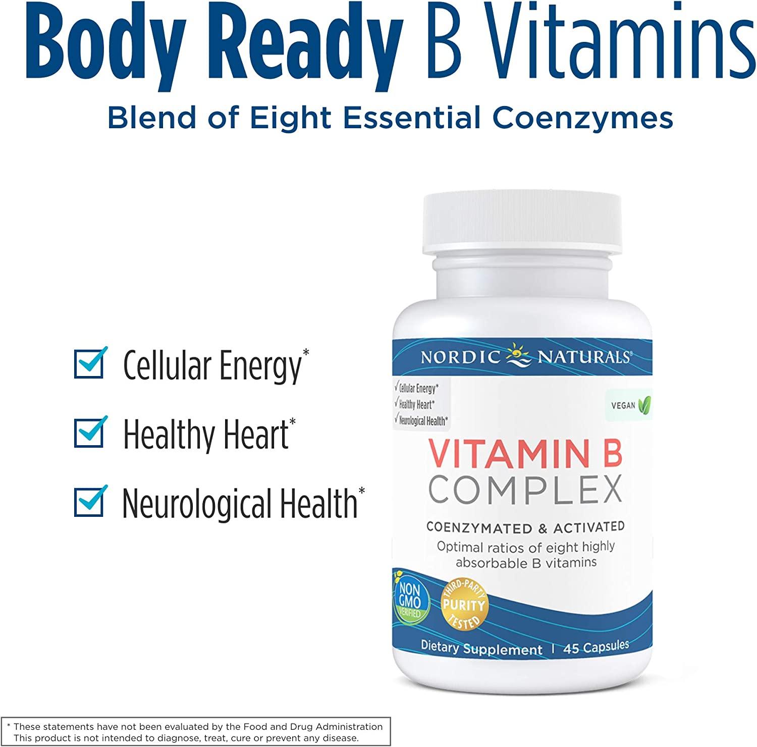 Nordic Naturals Vitamin B Complex - 45 Capsules for Heart & Brain ...
