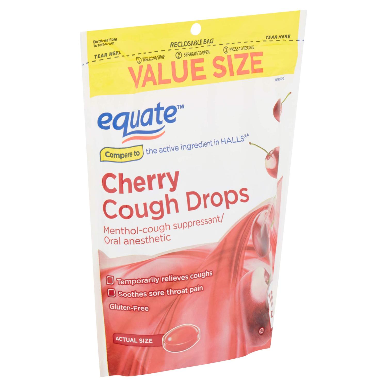 Equate Cherry Cough Drops - 160 Count, Value Size Cough Suppressant ...