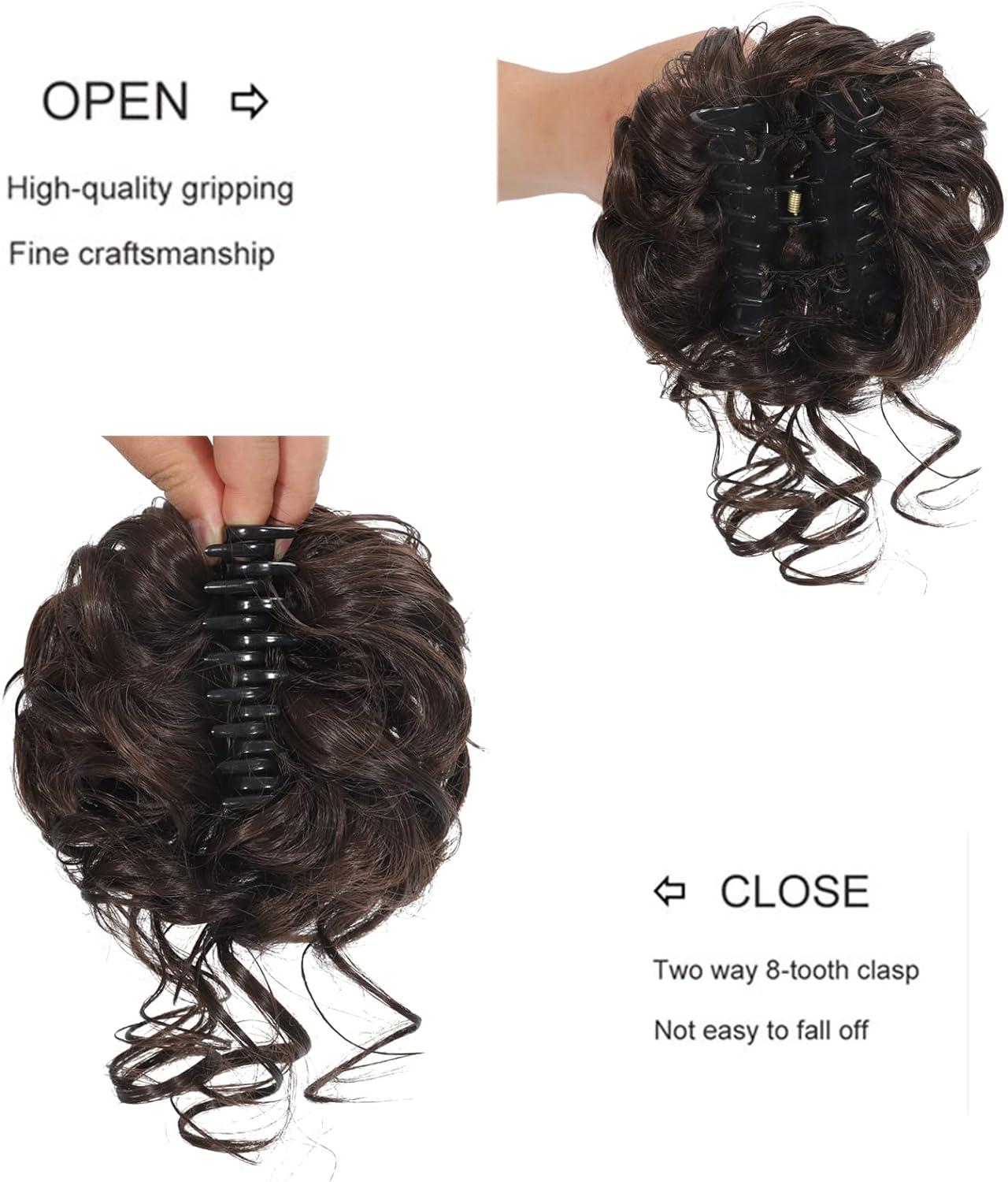 Claw Messy Bun Hairpiece Clip | Wavy Curly Chignon | Tousled Updo ...