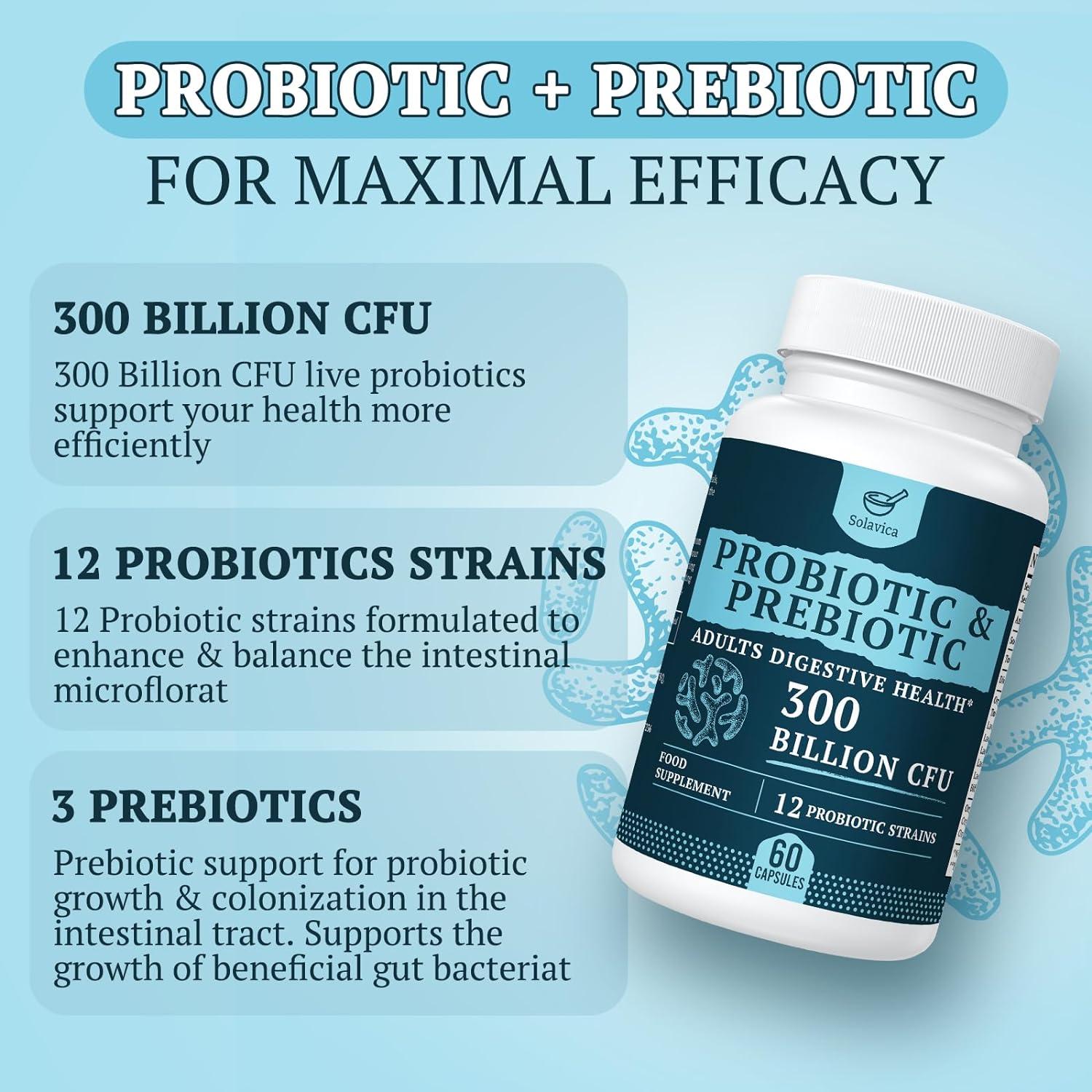 Advanced Strength 300 Billion CFU Probiotics for Digestive & Immune ...
