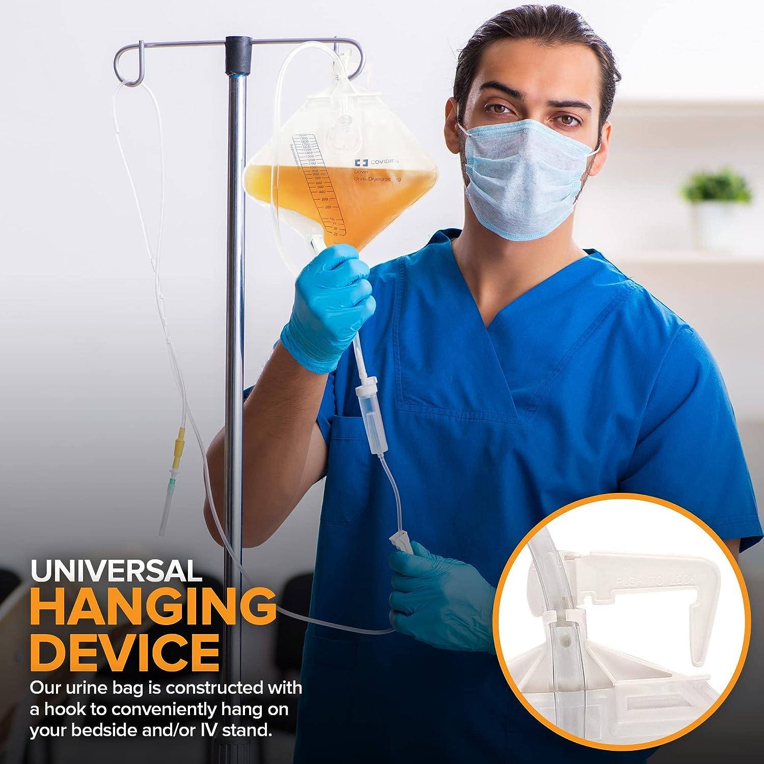 5 Pack Urine Drainage Bags with 18 Extended Tube - Anti-Reflux Chamber ...