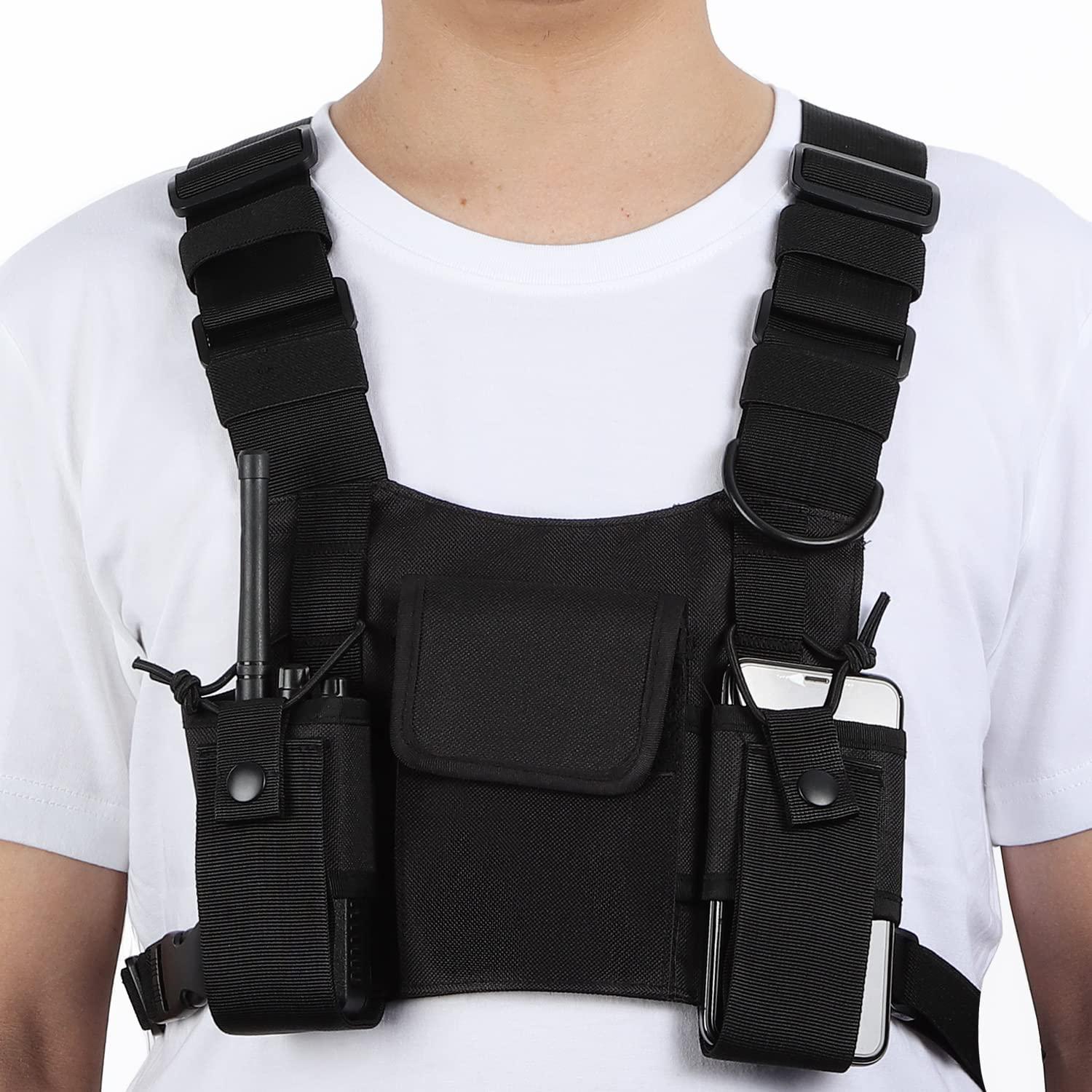 abcGoodefg Radio Chest Harness Vest for Two Way Radio Walkie Talkie ...