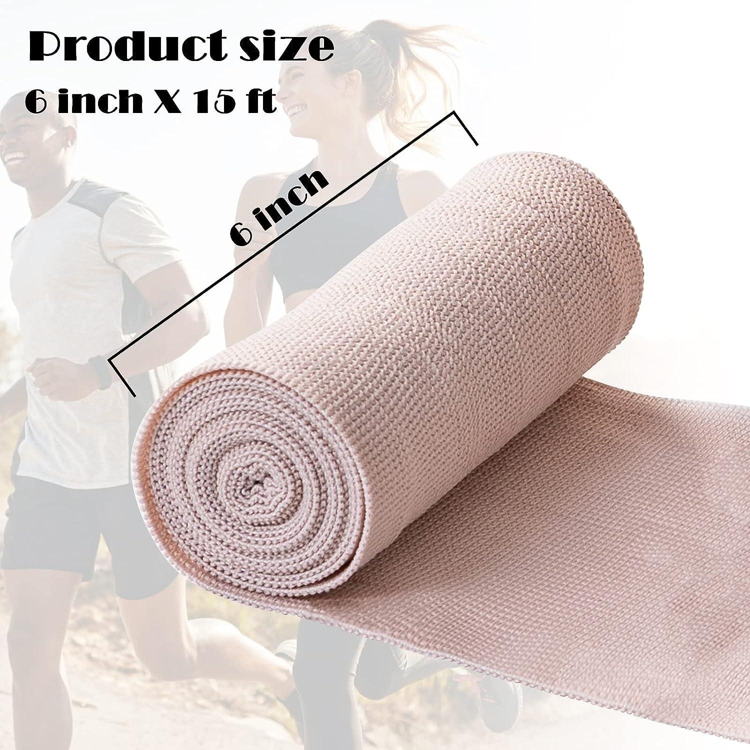 OBTANIM 6 Rolls Elastic Bandage Wrap with 12 Extra Clips, 6 Inch X 15ft ...