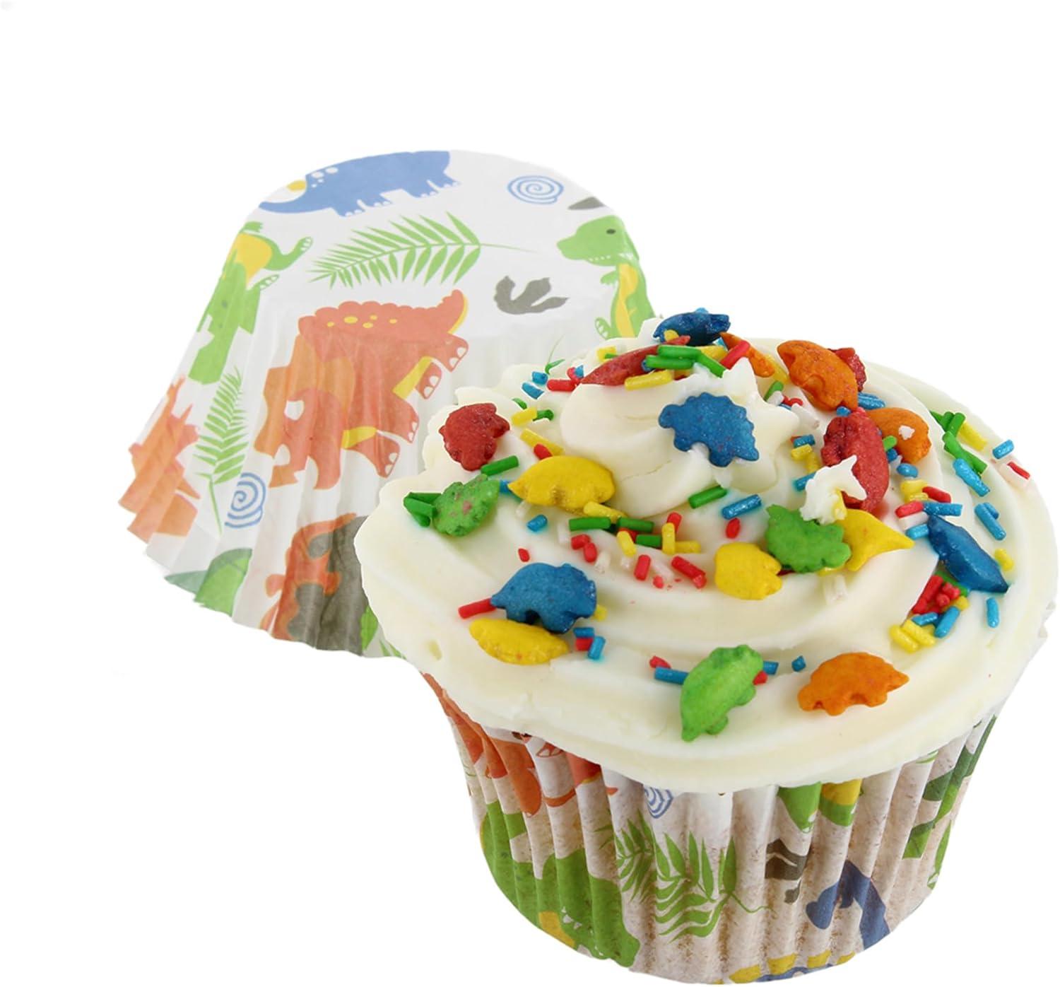 Create A Cake Dinosaur Cupcake Sprinkle Kit Patterned Baking Cases ...