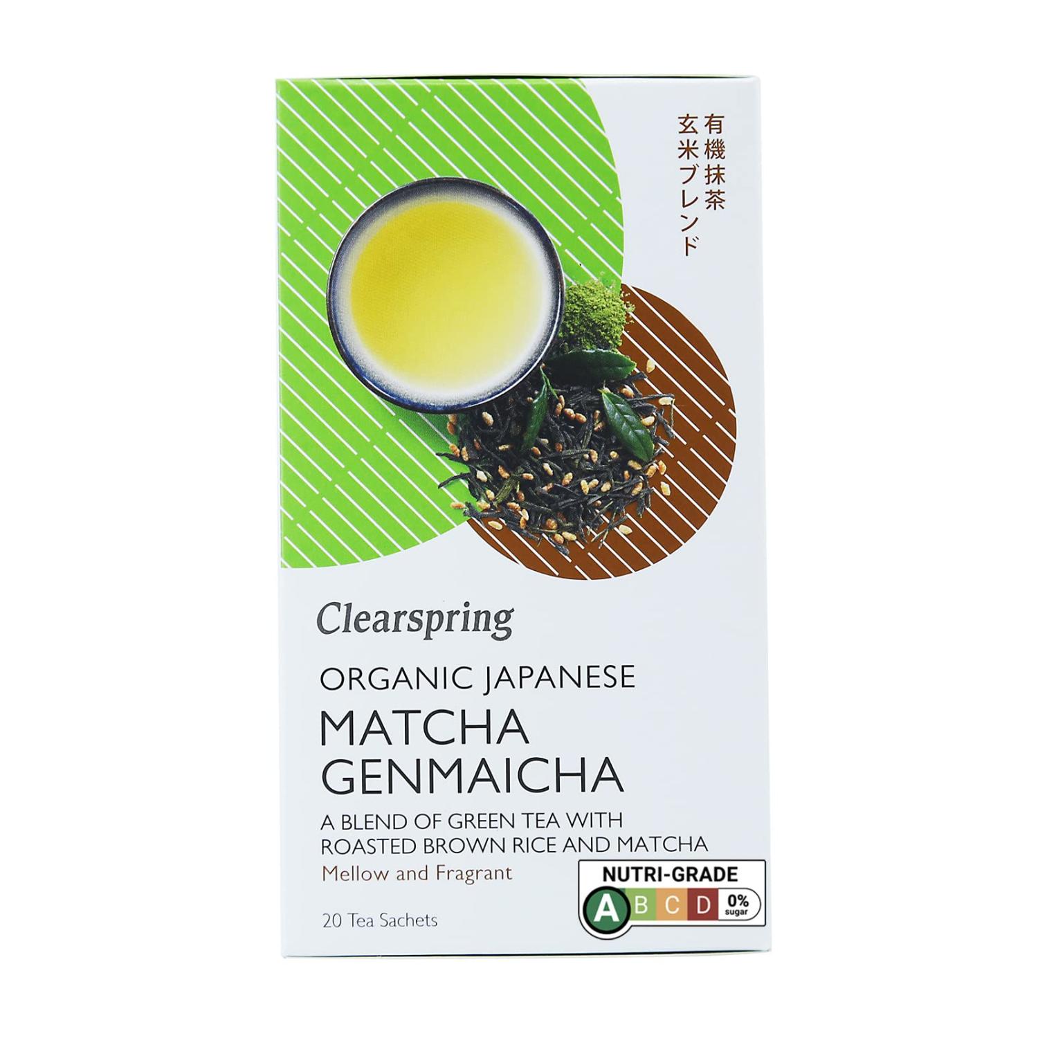 Clearspring Organic Japanese Matcha Genmaicha Tea Sachets - 20 Pack ...