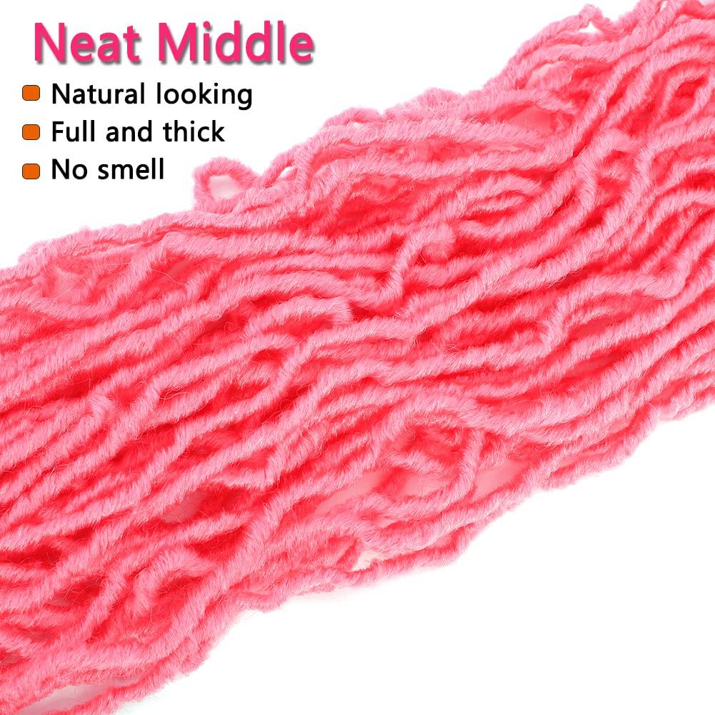 18 Inch Pink Soft Locs Crochet Hair 6 Packs - Butterfly Faux Locs Pre ...