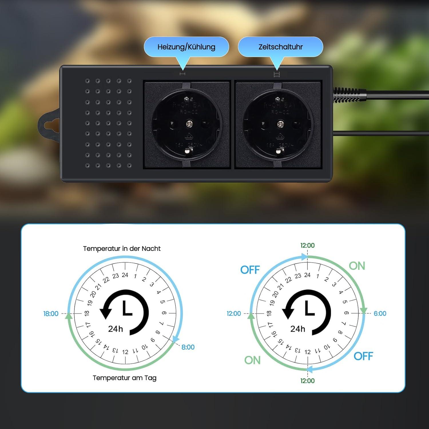 Buy Luxvista 220V Reptiles Thermostat - Digital Timer Temperature ...