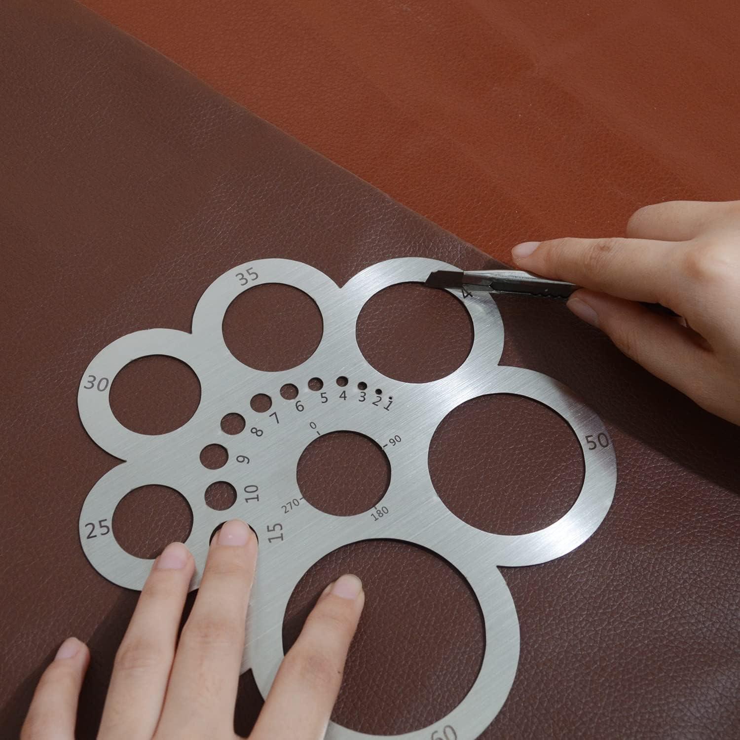 Round Leather Cutting Tool & Circle Drawing Template - Stainless Steel ...