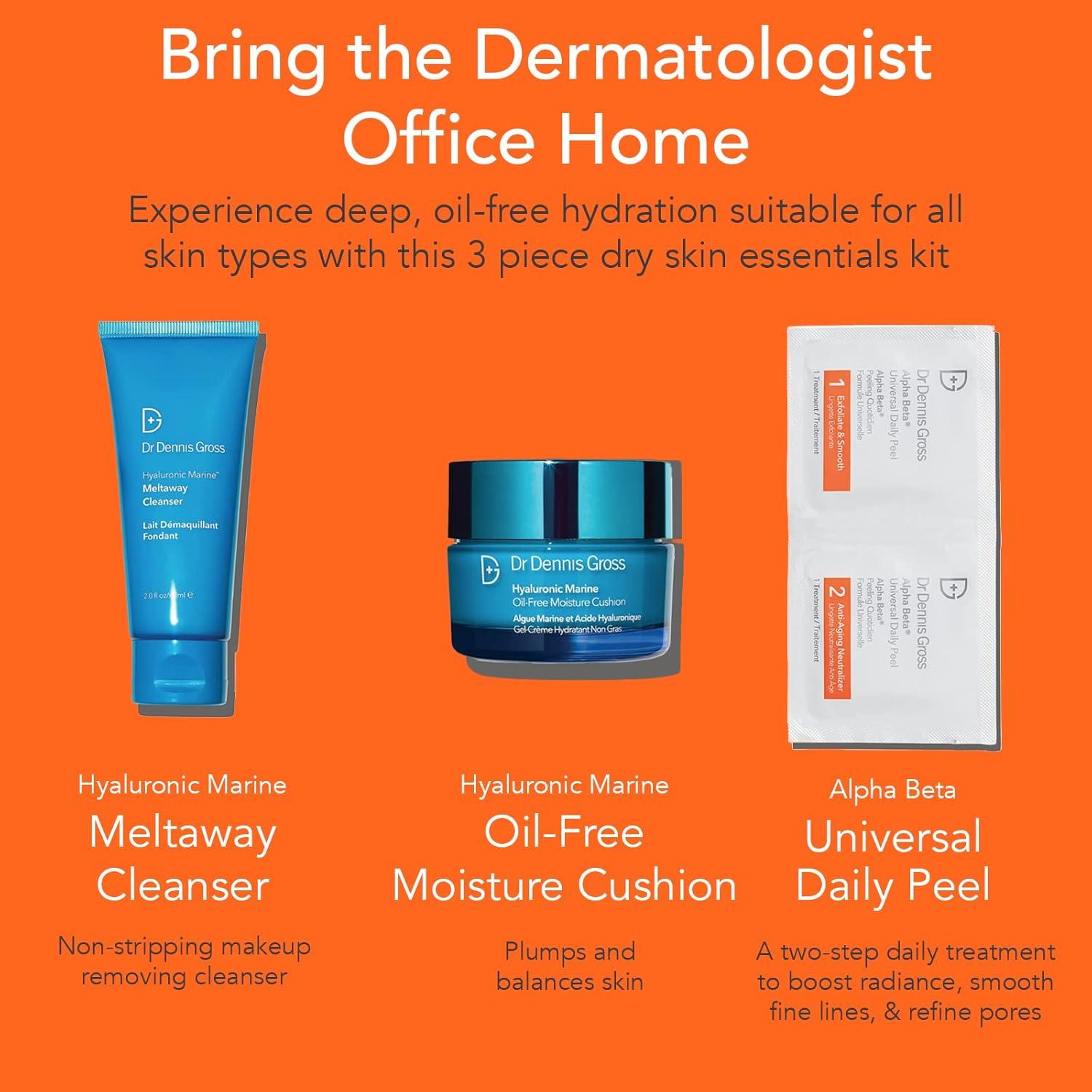 Dr Dennis Gross Plump It Up Kit | 3-Piece Dry Skin Essentials | Hyaluronic Moisture Cushion ...