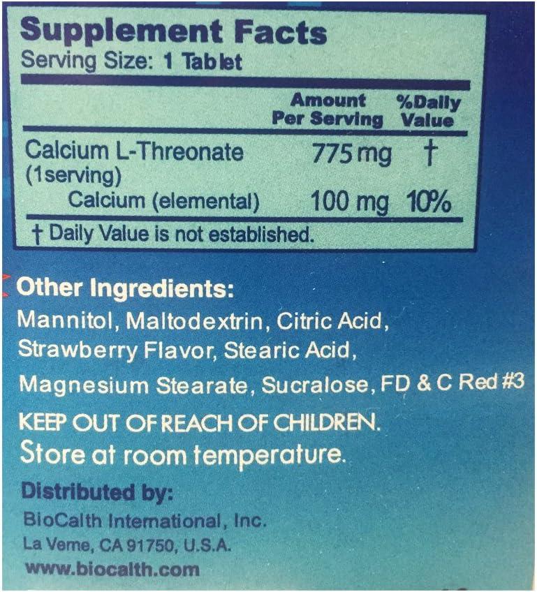 BioCalth Chewable L-Threonate Calcium Tablets - Strawberry Flavor | Buy ...