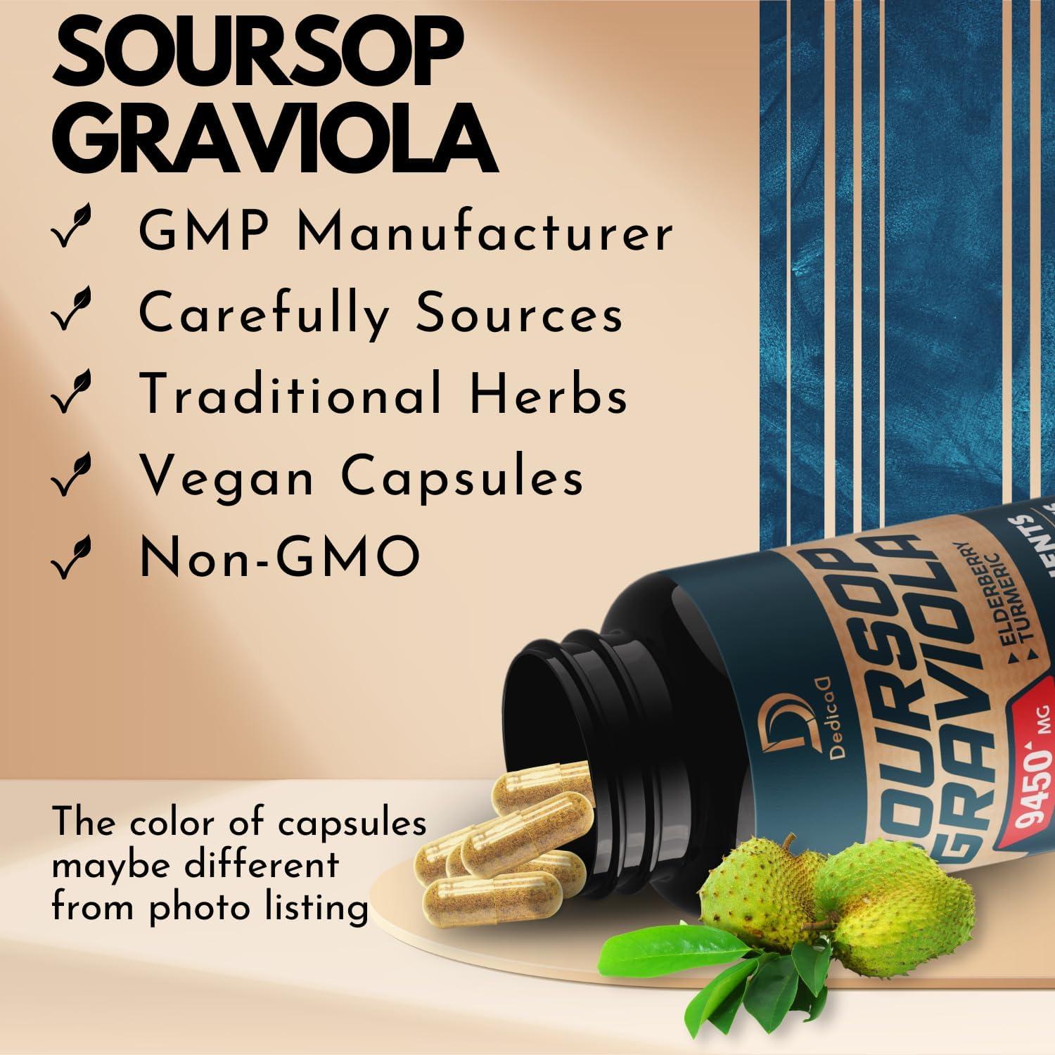 Soursop Graviola Capsules - 3 Months Supply - 9450mg Per Serving - 11 ...