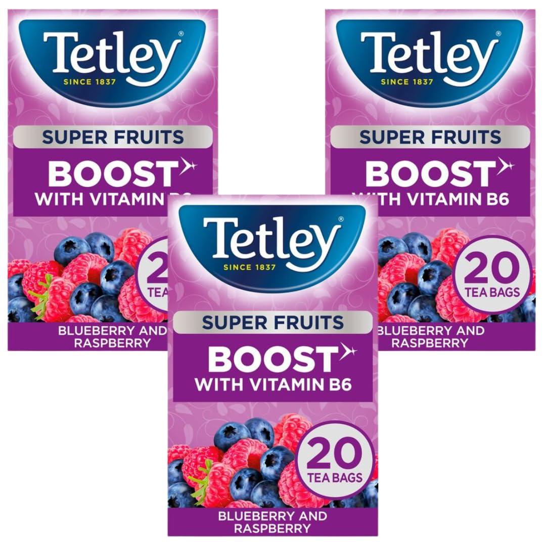 Tetley Super Fruit Tea Boost Blueberry & Raspberry Tea Bags 20 per pack ...