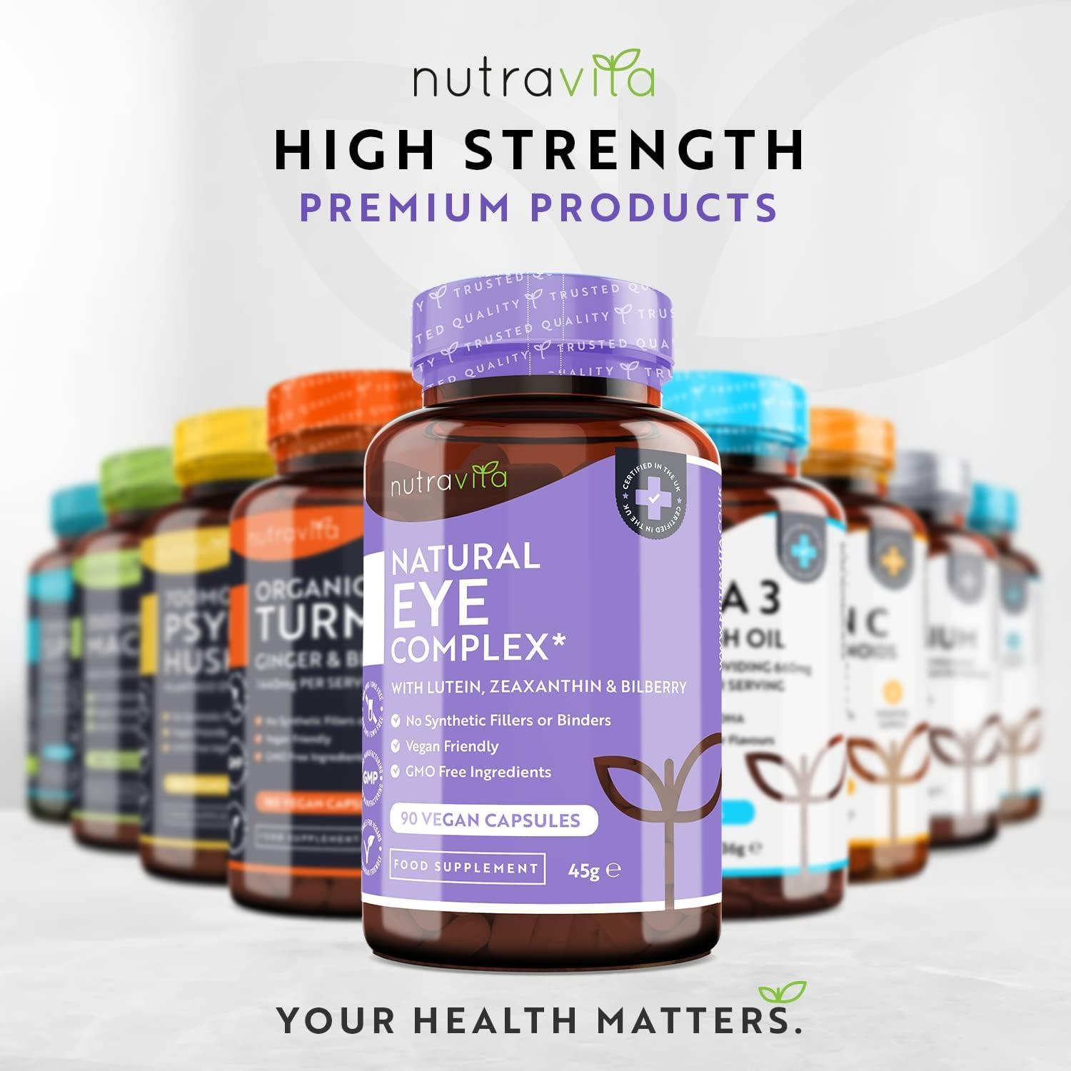 Lutein Natural Eye Supplement 90 Vegan Capsules - Zeaxanthin Bilberry ...