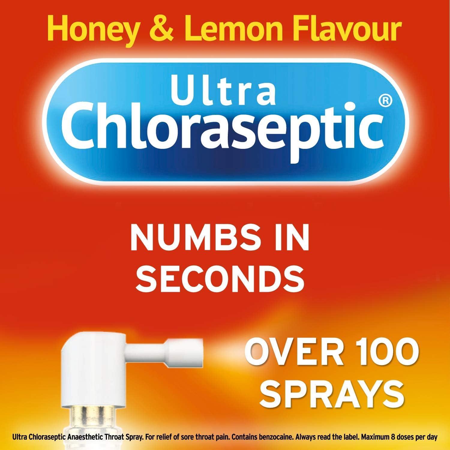 Ultra Chloraseptic Anaesthetic Throat Spray 15ml Honey & Lemon Flavour ...