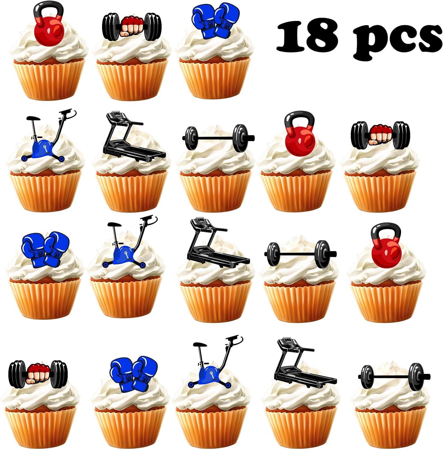 18pcs Gym Cupcake Toppers for Men Women Gym Happy Birthday Party ...