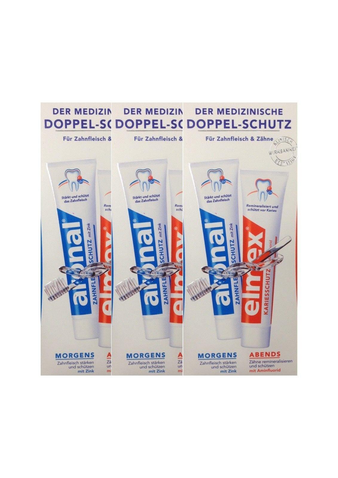 3x Aronals & Elmex Toothpaste Double Pack - Gum Protection with Zinc ...