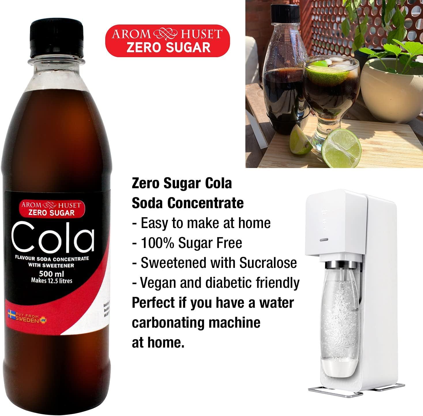 Aromhuset Zero Cola Soda Syrup Concentrate 500ml - Makes 12.5 Litres of Sugar-Free Soft Drink ...