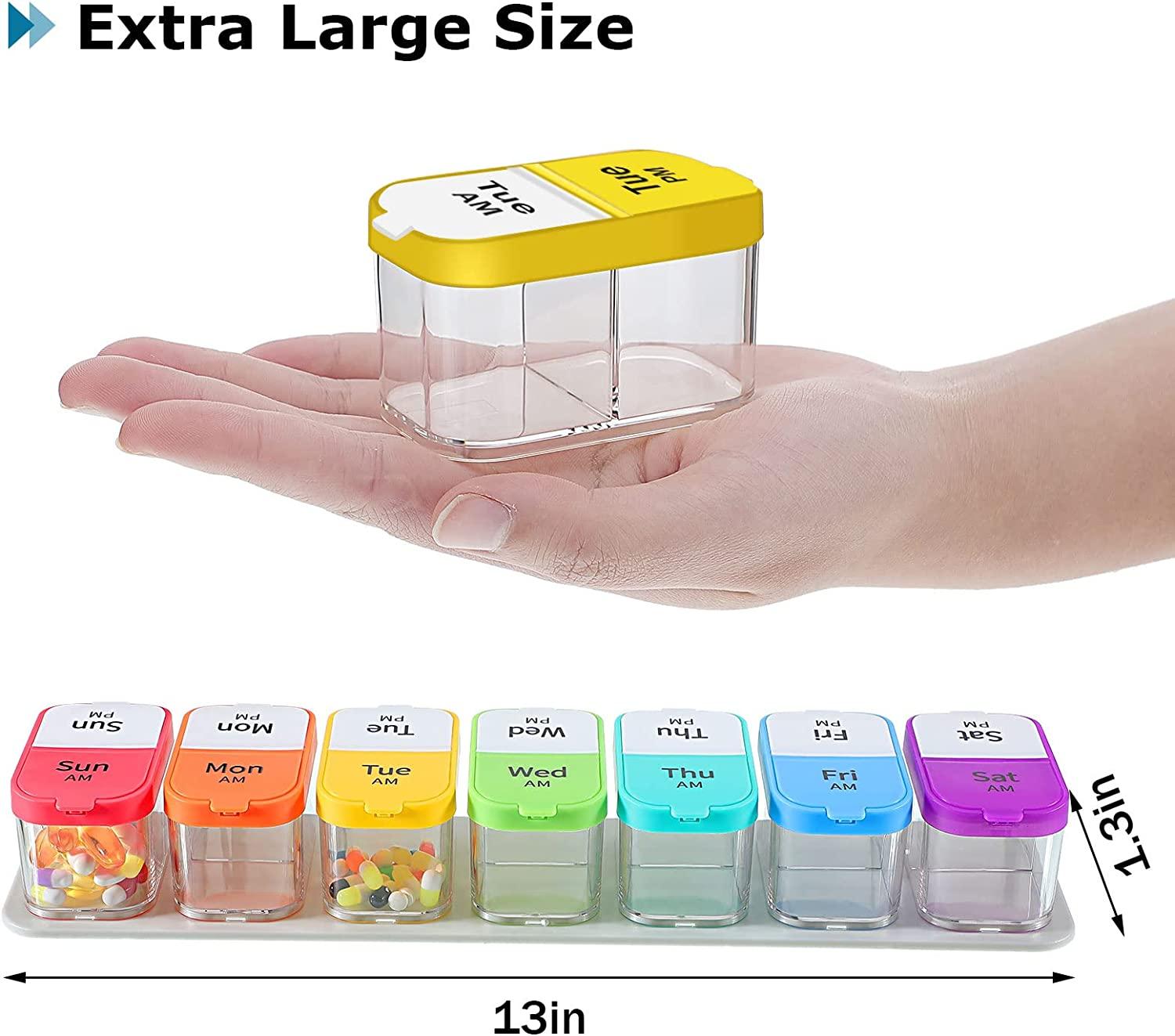 Extra Large 7 Day XL AM PM Pill Organizer for Supplements - Jumbo ...