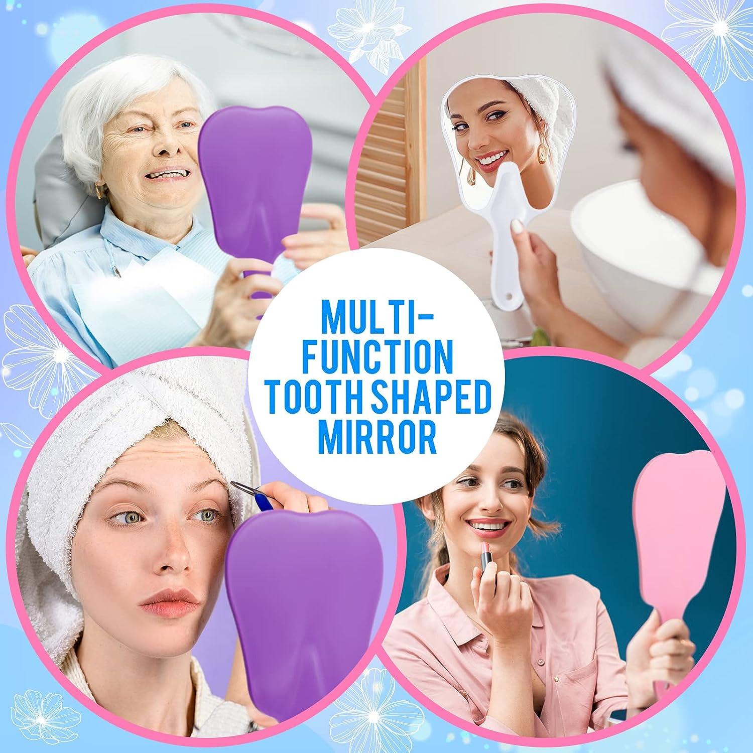 6-Piece Tooth Shaped Handheld Mirrors - Cute Plastic Makeup Mirrors for ...