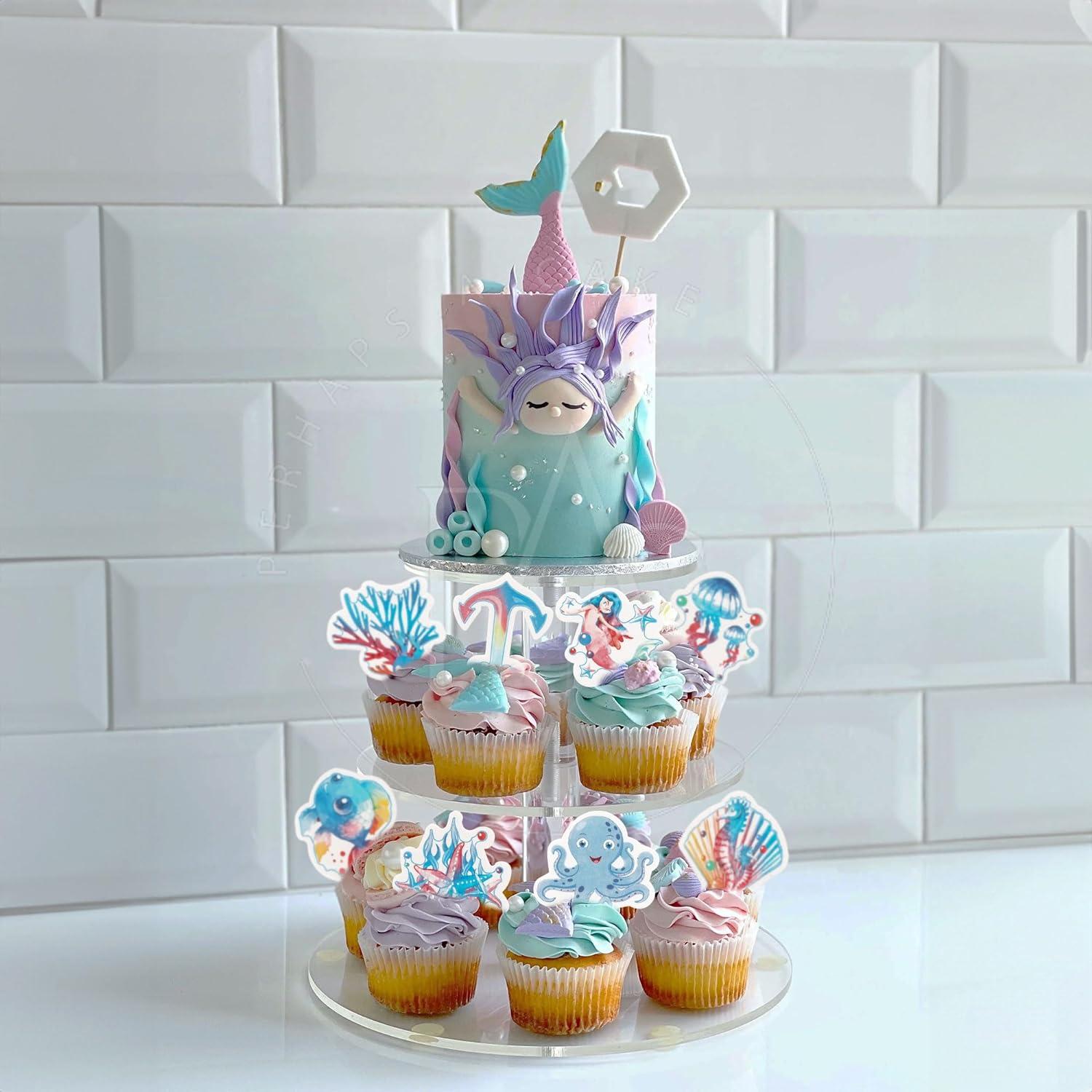 Gyufise 46Pcs Edible Mermaid Cake Decorations Under the Sea Mermaid ...