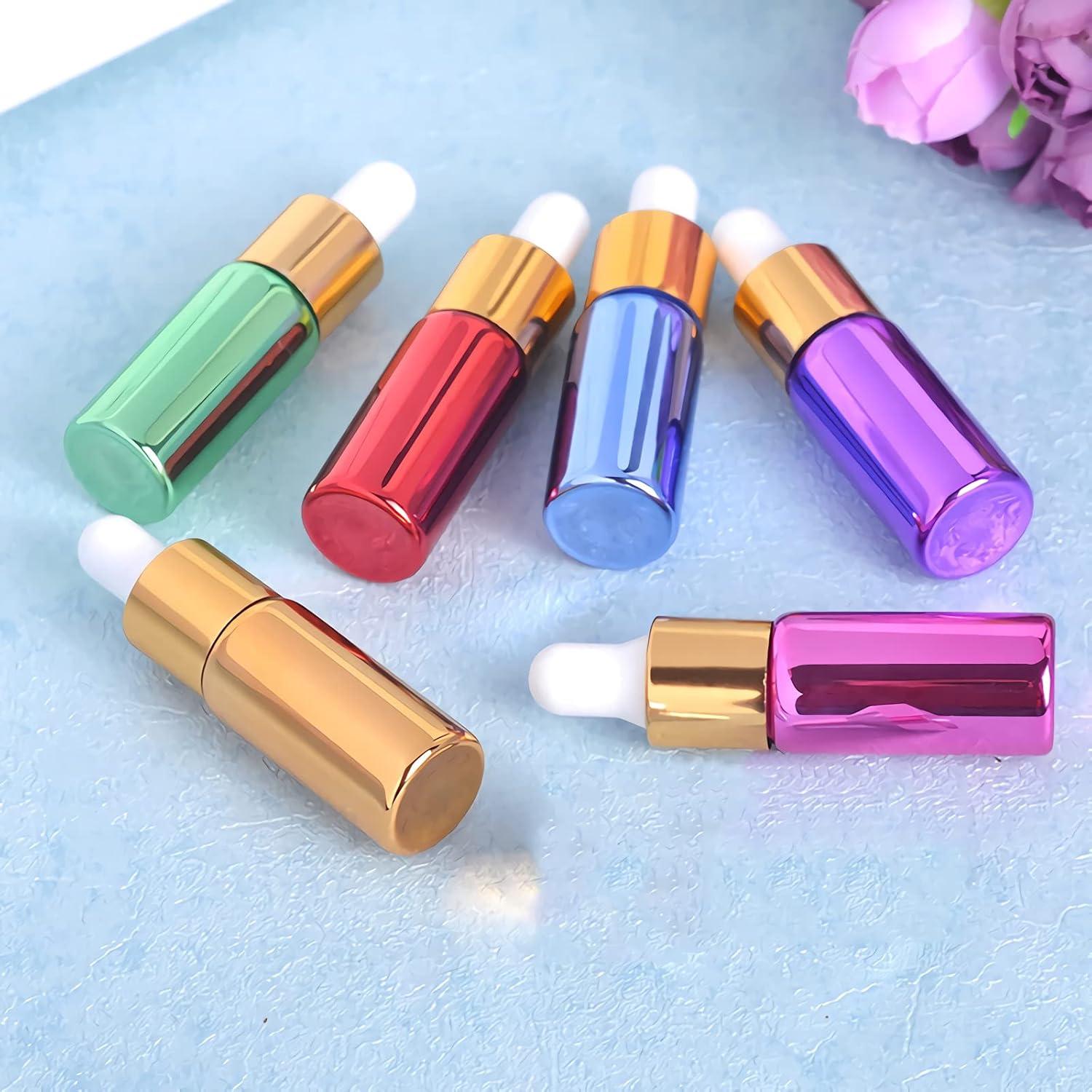 Tianzd 6 Pack 5ml Chrome Pink Drip Bottles with Glass Pipette - Perfect ...
