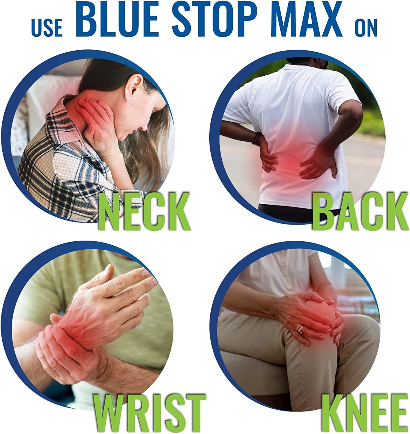 Blue Stop Max Massage Gel with Aloe Vera, Emu Oil & Menthol - 16 Oz ...