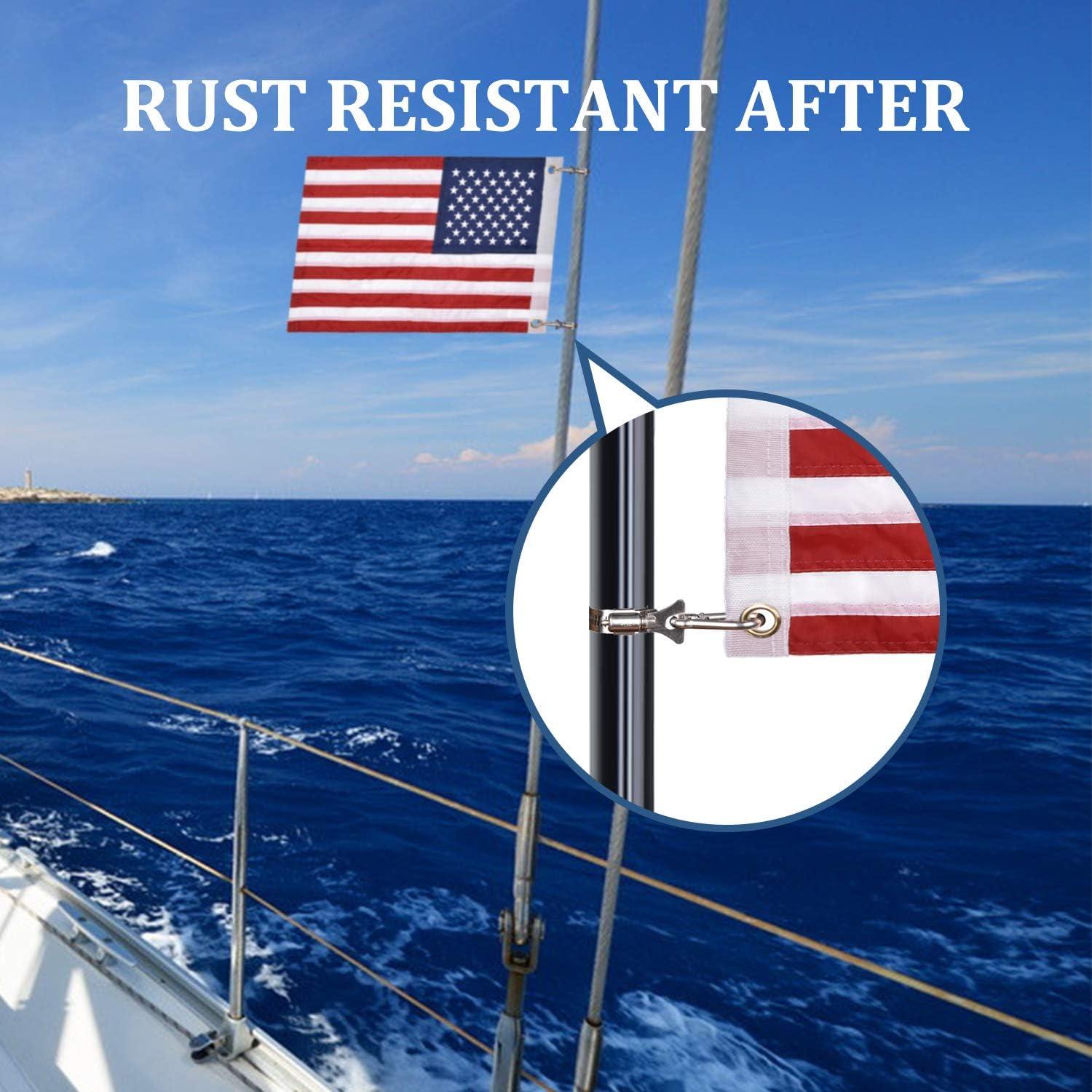 12x18 Marine Boat Flag w/ 4 Pole Kits - USA Flag 50 Embroidered Stars ...