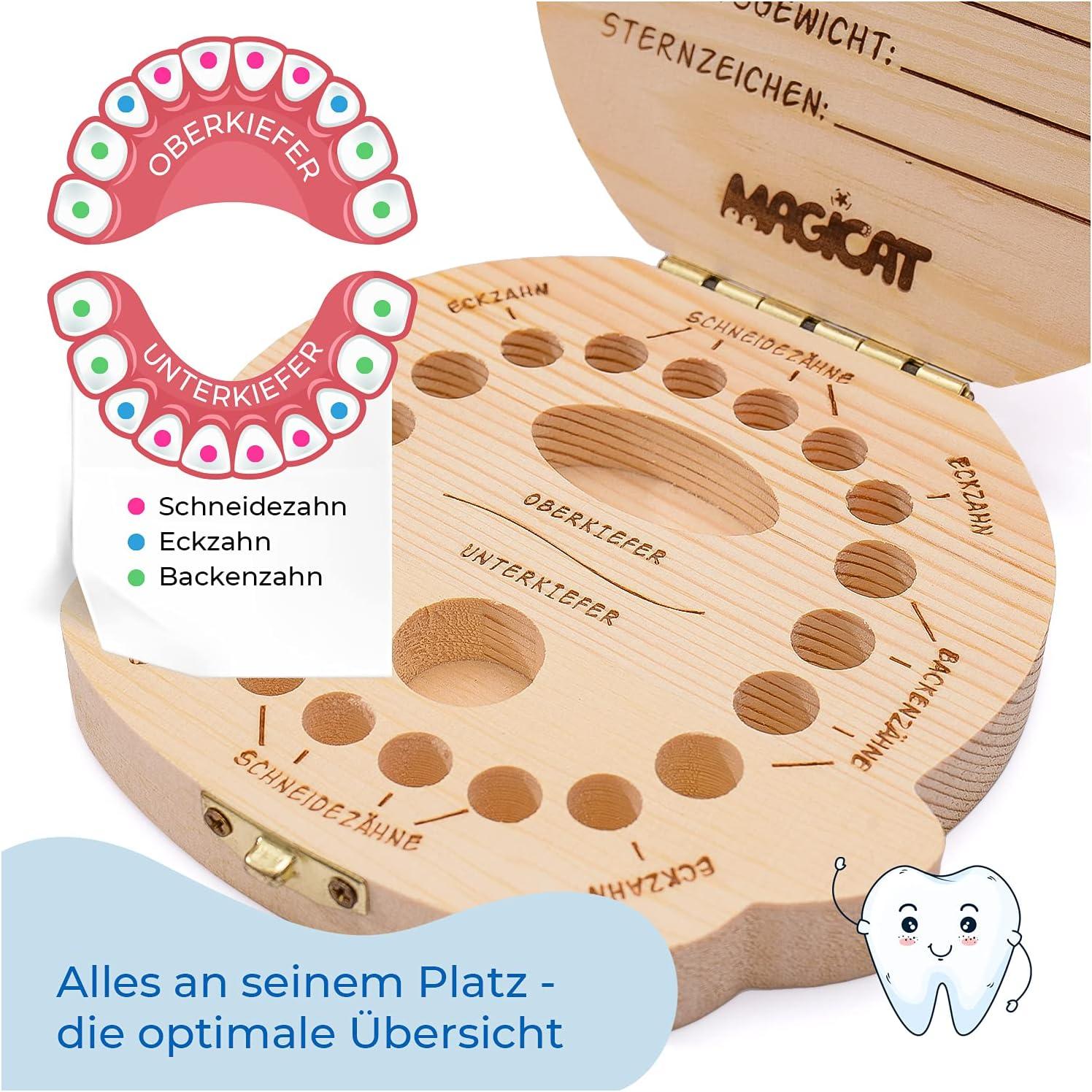 Magicat Premium Milk Tooth Jar for Boys - Wooden Keepsake Box for Baby ...