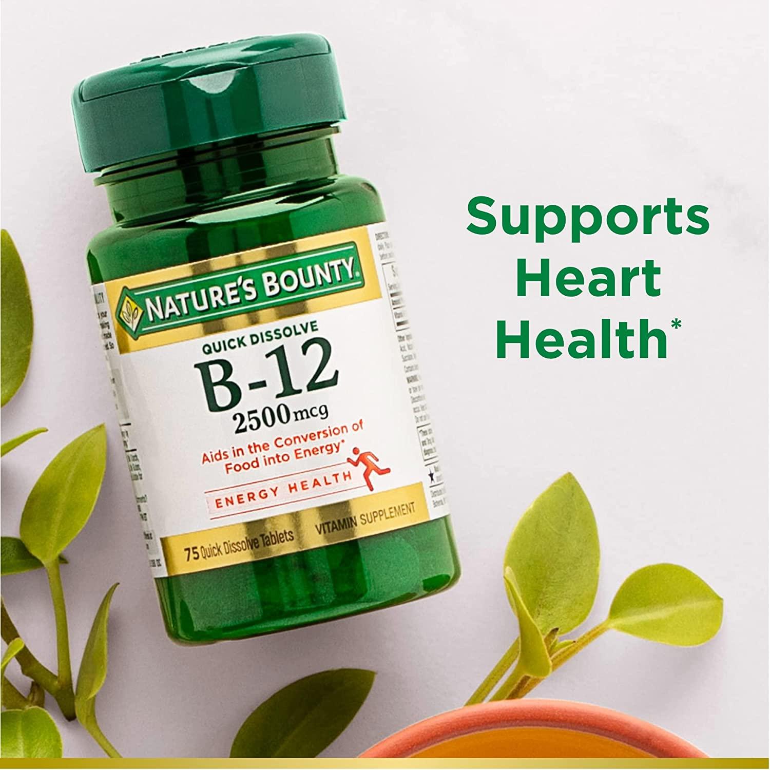 Nature's Bounty Vitamin B12 2500 mcg - Cellular Energy Support for ...