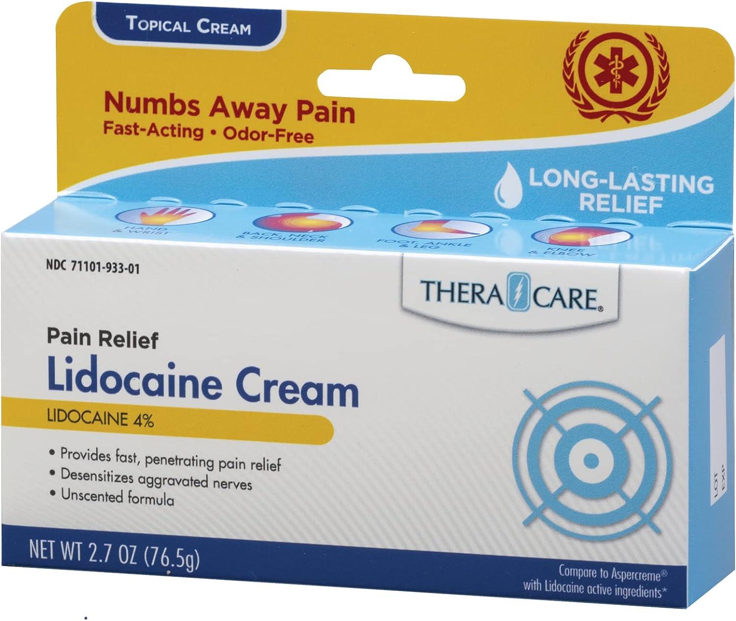 Thera Care Maximum Strength Lidocaine Cream - Long-Lasting Pain Relief ...