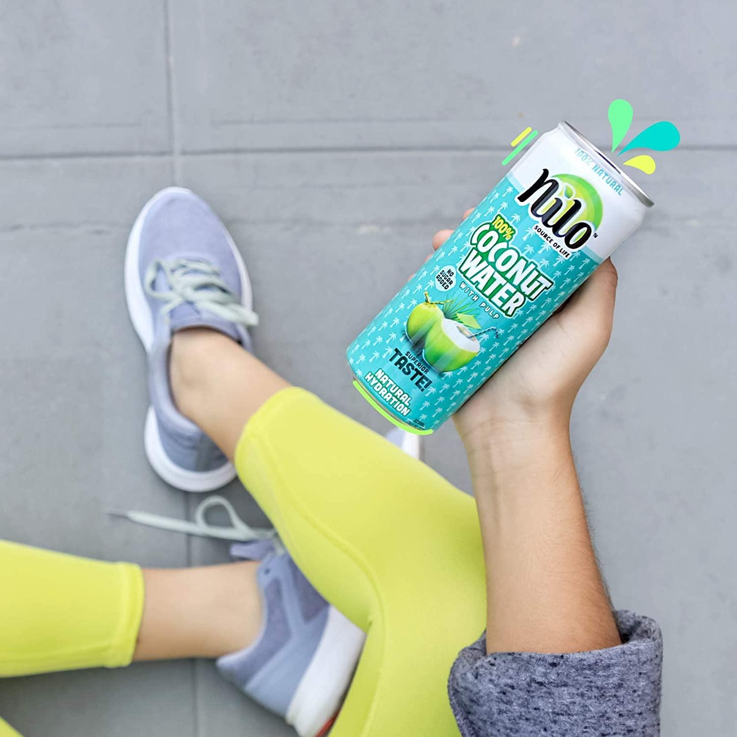 NILO 100% Pure Coconut Water with Pulp - Hydrating Electrolyte Drink - Pack of 12, 11.2 Ounce ...