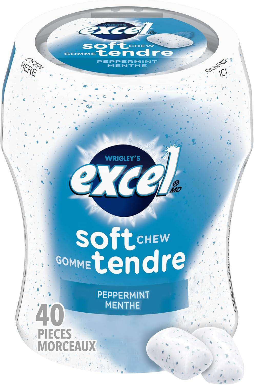 Excel Peppermint Sugar Free Chewing Gum Bottles 6 Packs 60 Pellets Per ...