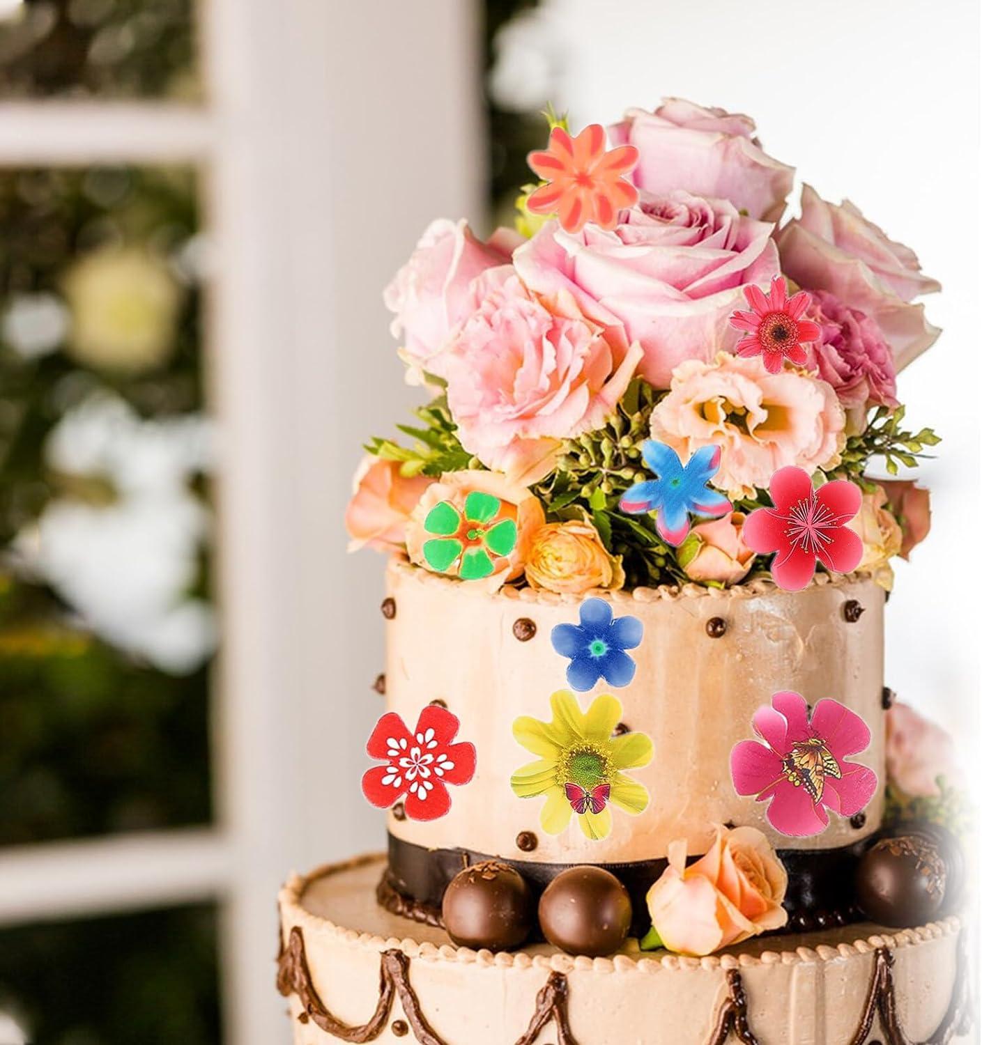 Edible Flowers Cake Toppers Asudaro Multicolour Edible Cake Decorations ...