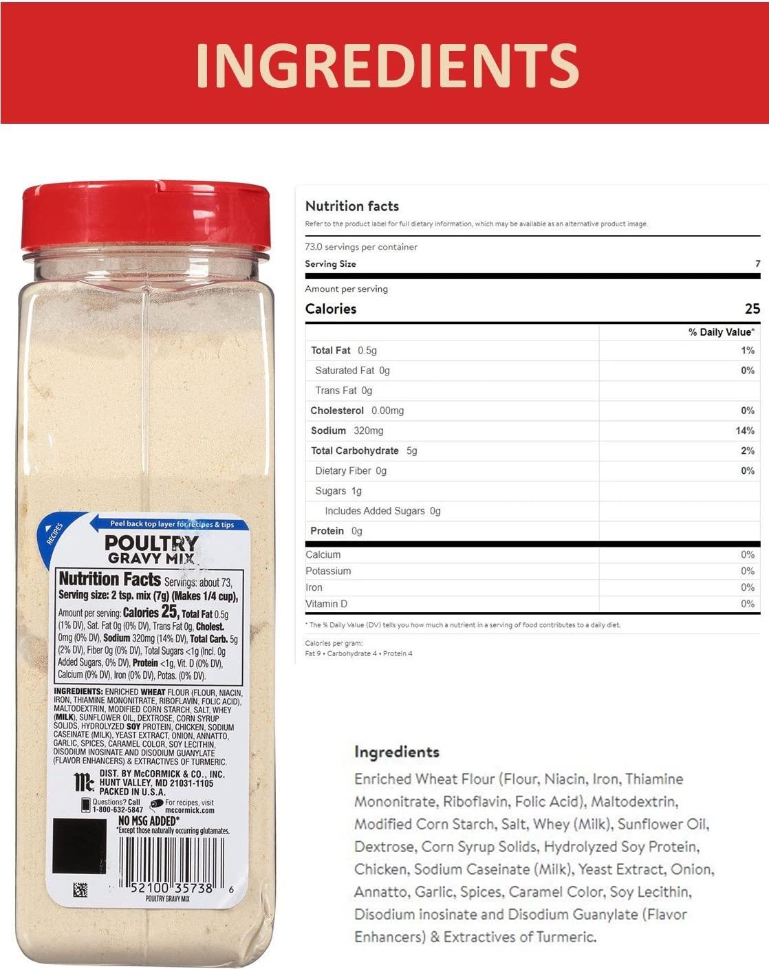 Mccormick Poultry Gravy Mix (1lb 2oz) with Custom CMC Measuring Spoon ...