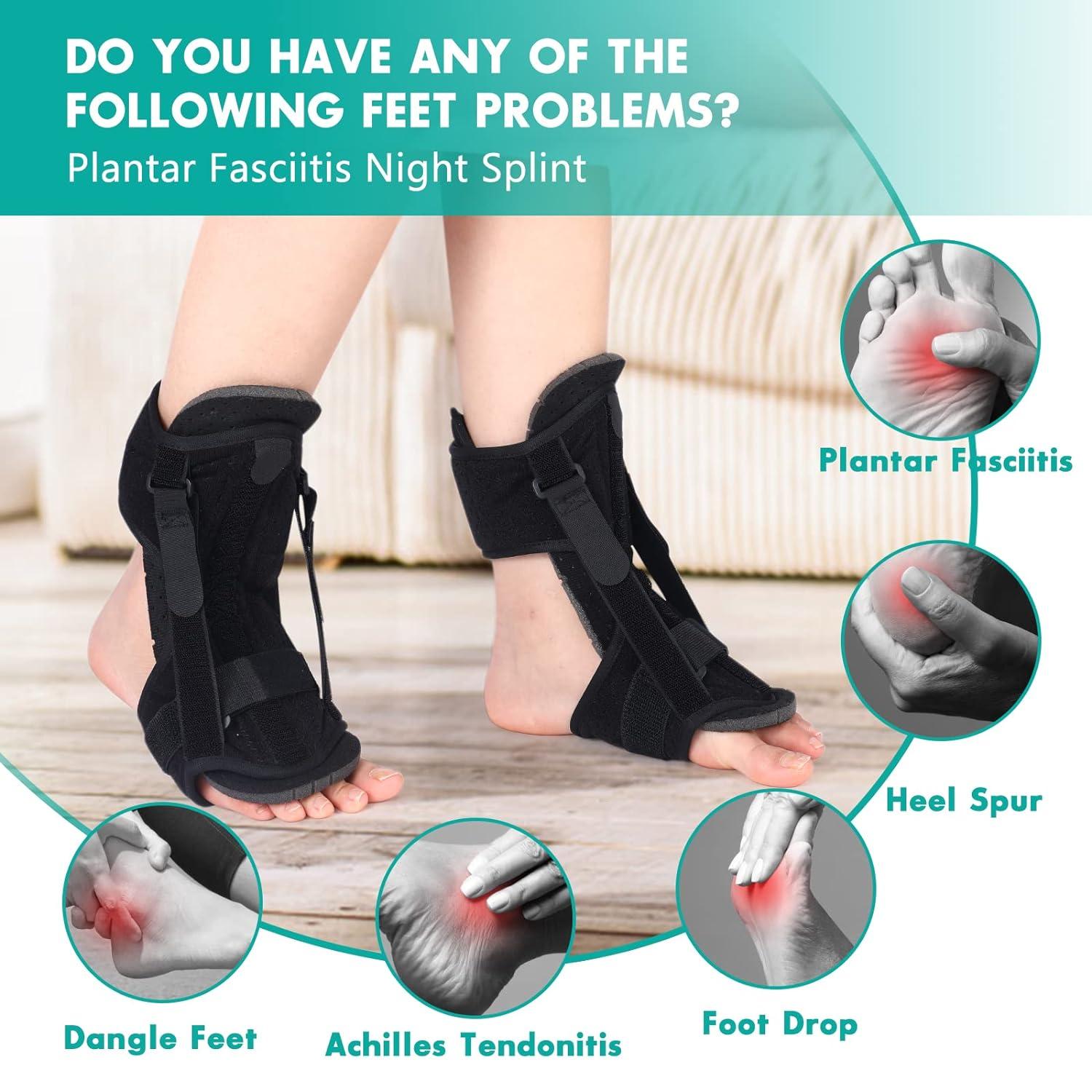 Vsehipl Plantar Fasciitis Night Splint 2 Pack - 2023 NEW Upgraded, Adjustable Elastic Dorsal ...