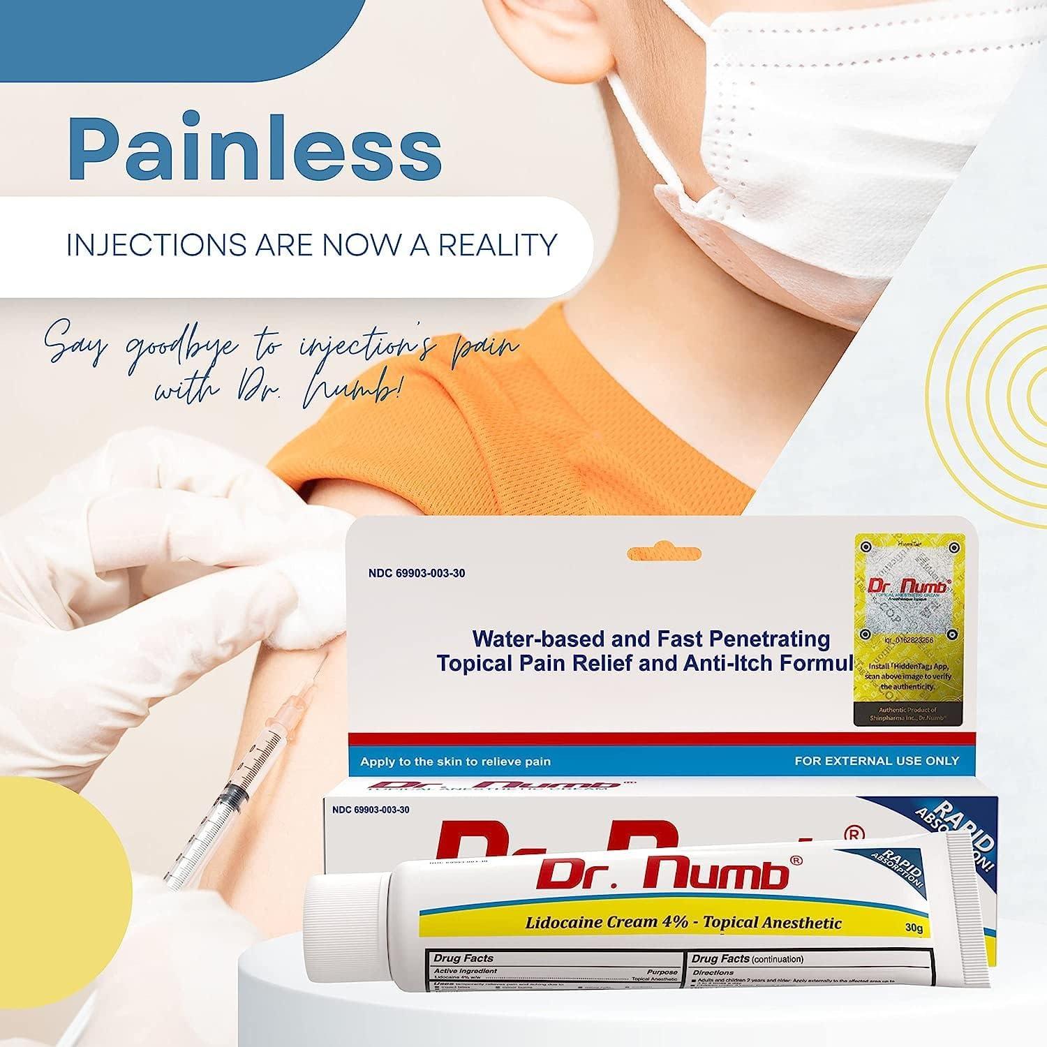 Dr. Numb 4% Lidocaine Cream with Vitamin E for Pain Relief - 30g (1 ...