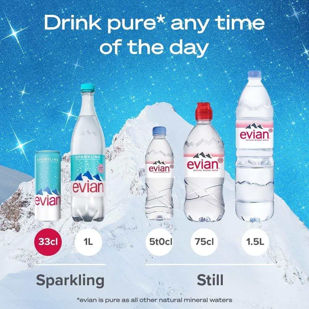 Evian Sparkling Natural Mineral Water 24 x 330ml - Buy Now for Refreshing Bubbles! | Buy Now ...