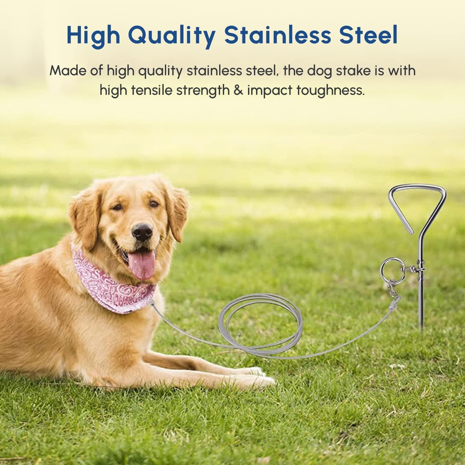 1Above_20ft(6m) heavy duty Dog stake and tie out cable with 16 Inch ...