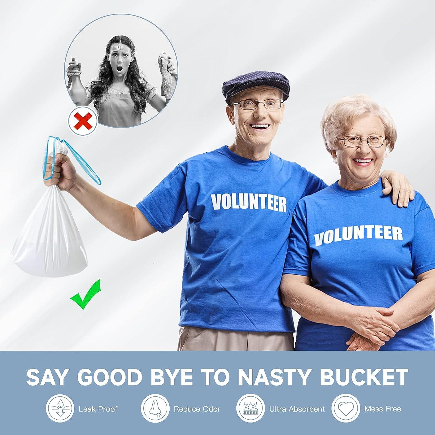 Portable Commode Liners with Absorbent Pads (Pack of 30) - Leakproof ...