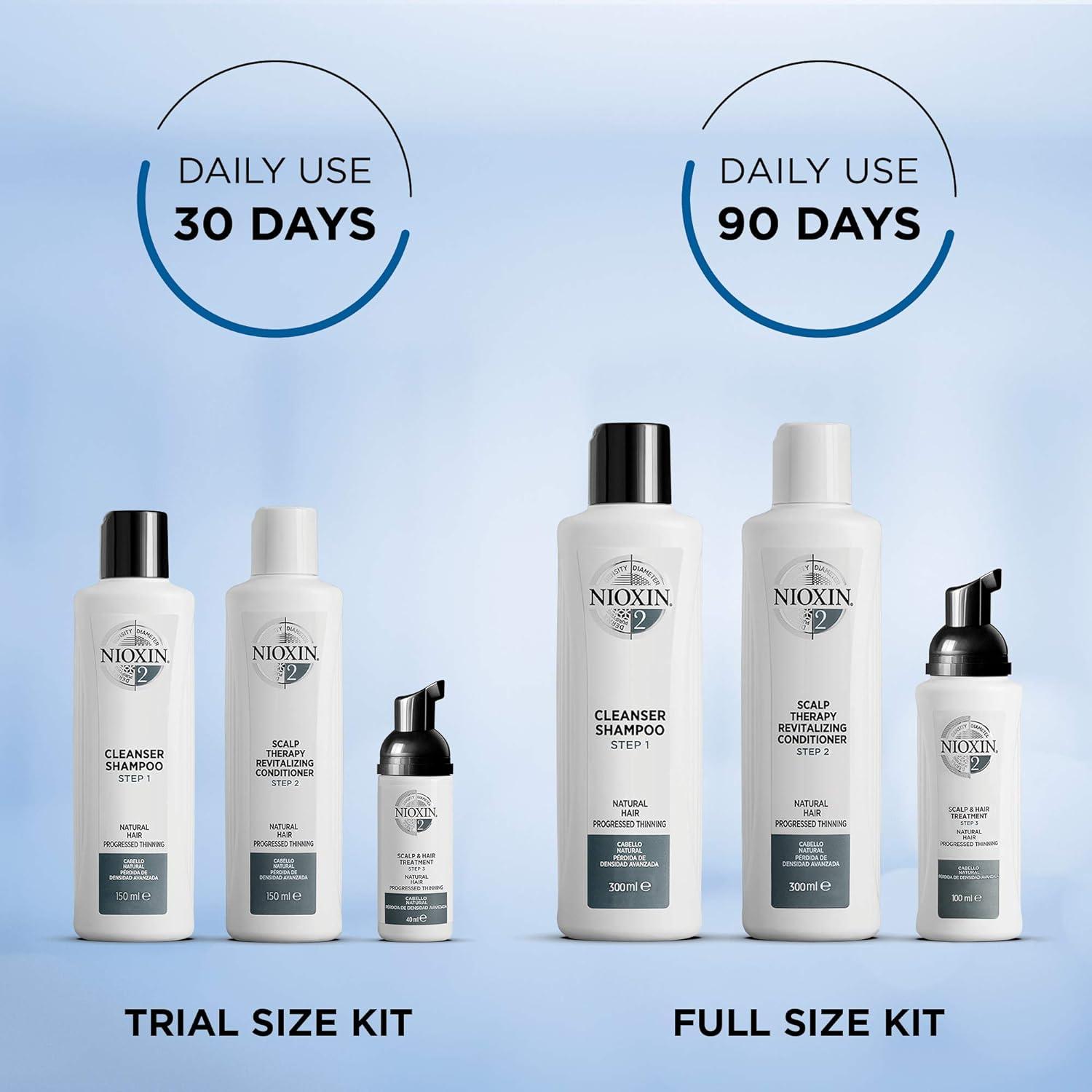 Nioxin System 2 Trial Kit | Natural Hair with Progressed Thinning | 3 ...