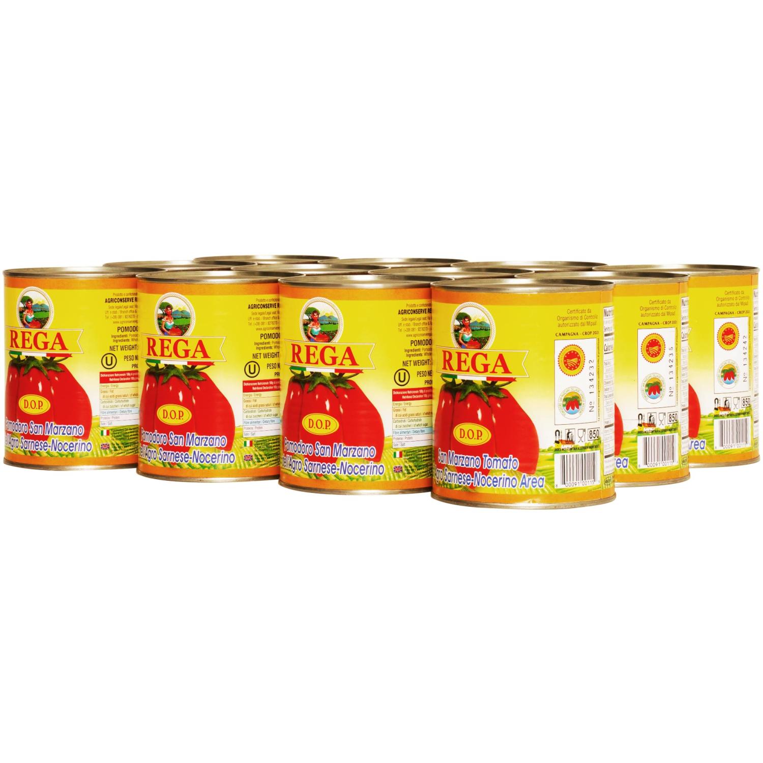 Rega - San Marzano DOP Tomatoes 12 x 800g - Tinned Premium Italian ...