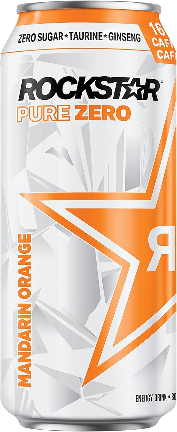 Rockstar Energy Drink Pure Zero Mandarin 473 mL Cans 12 Pack Mandarin ...