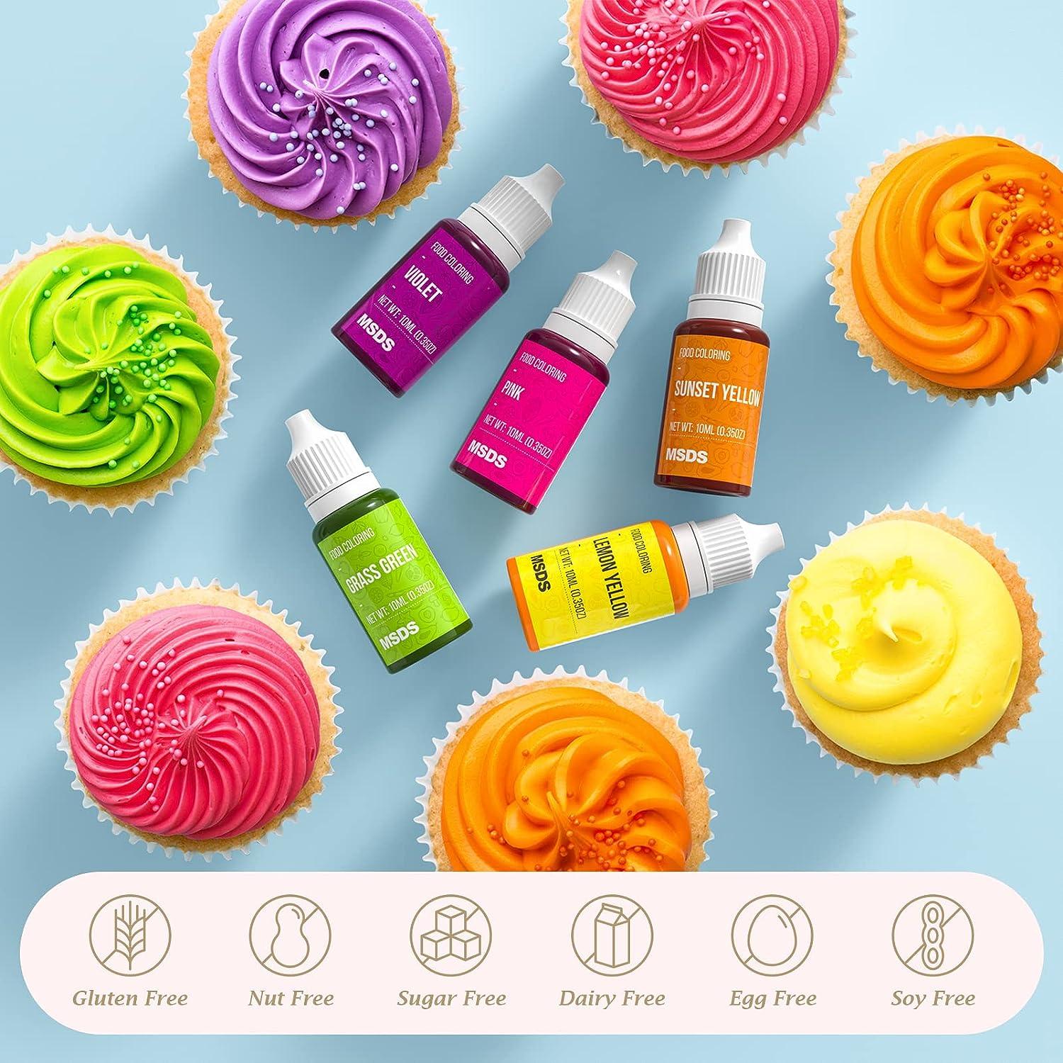 12 Color Cake Food Coloring Set - Nomeca Vibrant Food Grade Liquid Dye ...