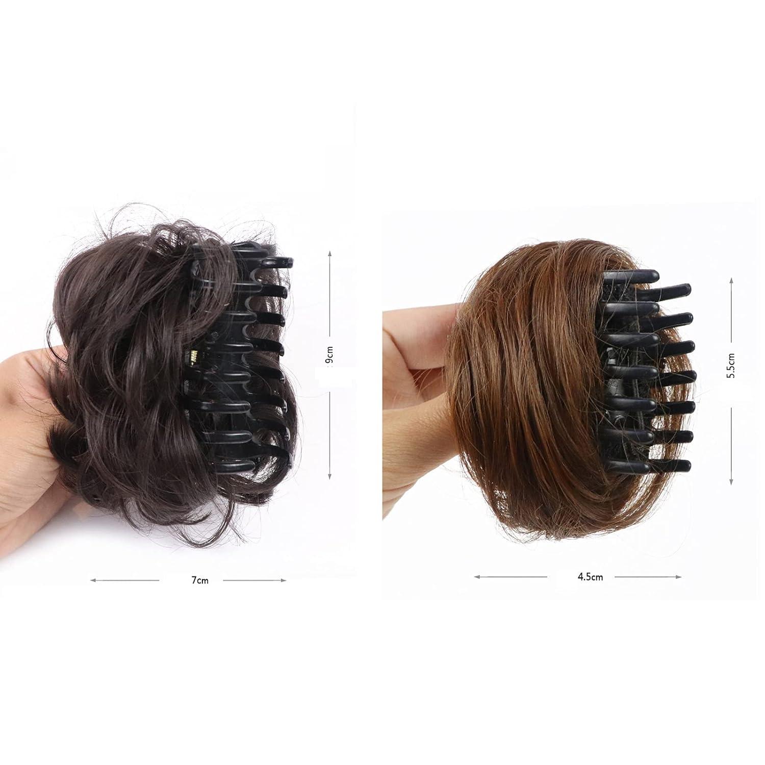 Natural Brown Hairpiece Bun - Real Hair Tie Updo Wig for Effortless Style