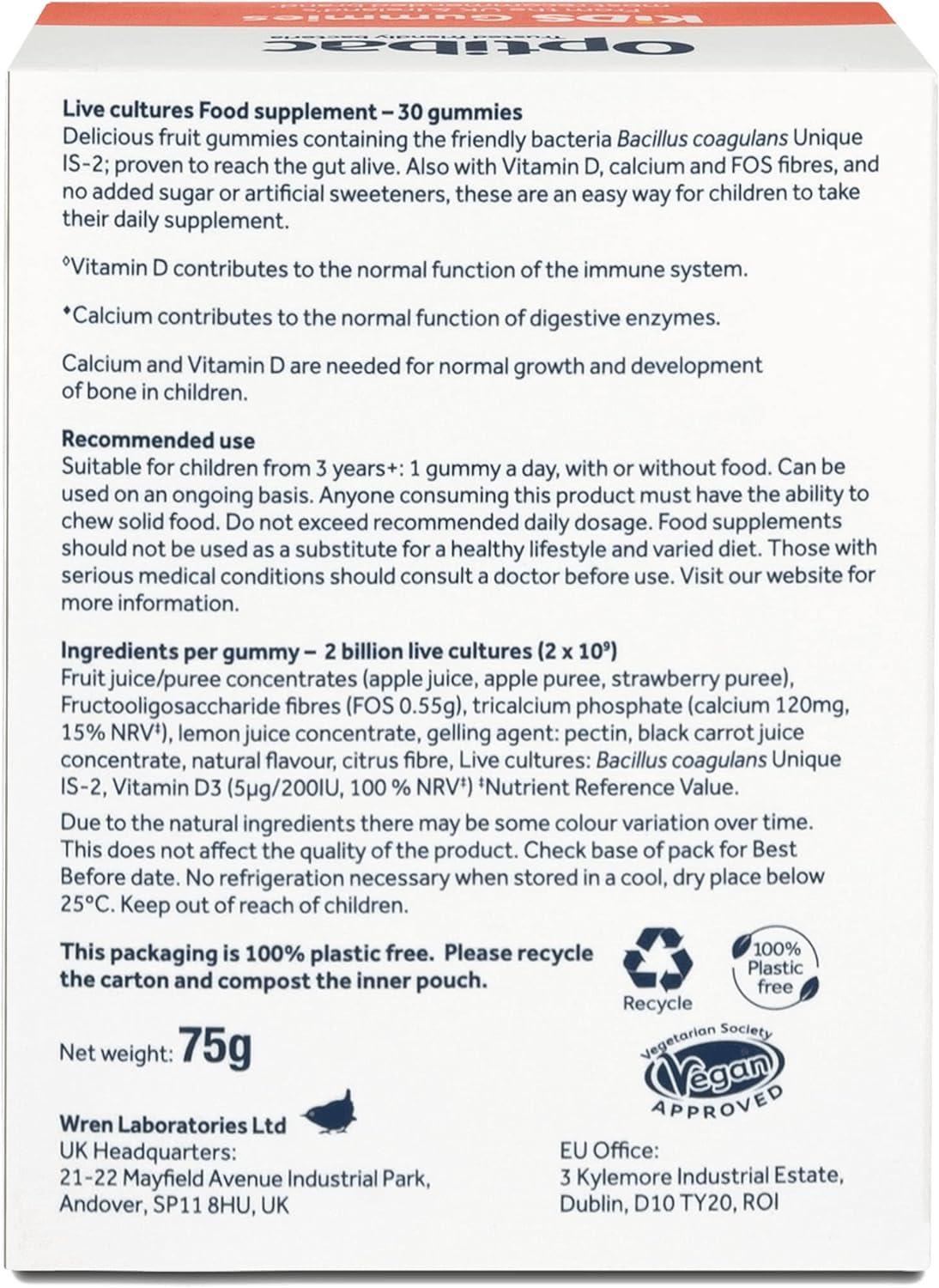 Optibac Kids Probiotic with Vitamin D, Calcium & 2 Billion Bacterial ...