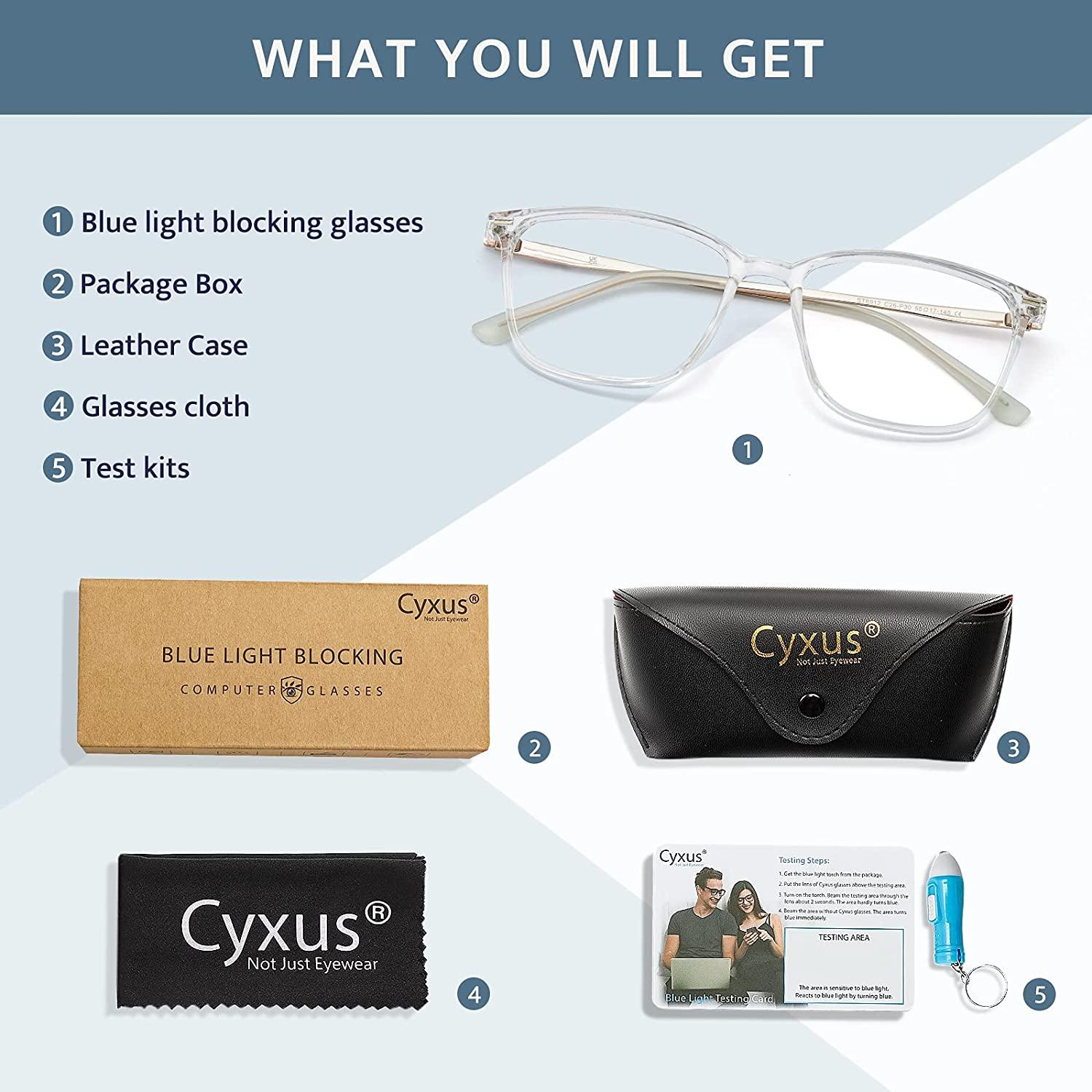 Cyxus Square Thin Frame Blue Light Blocking Glasses | Anti Eye Strain ...