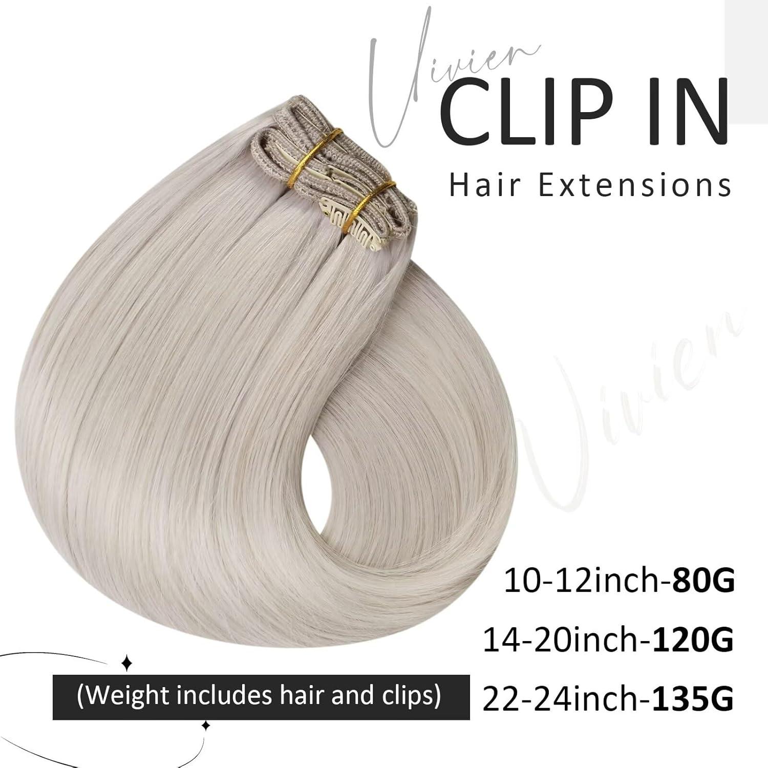Vivien Blond Clip-In Real Hair Extensions - Remy #60 45cm 120g 7PCs 18 ...