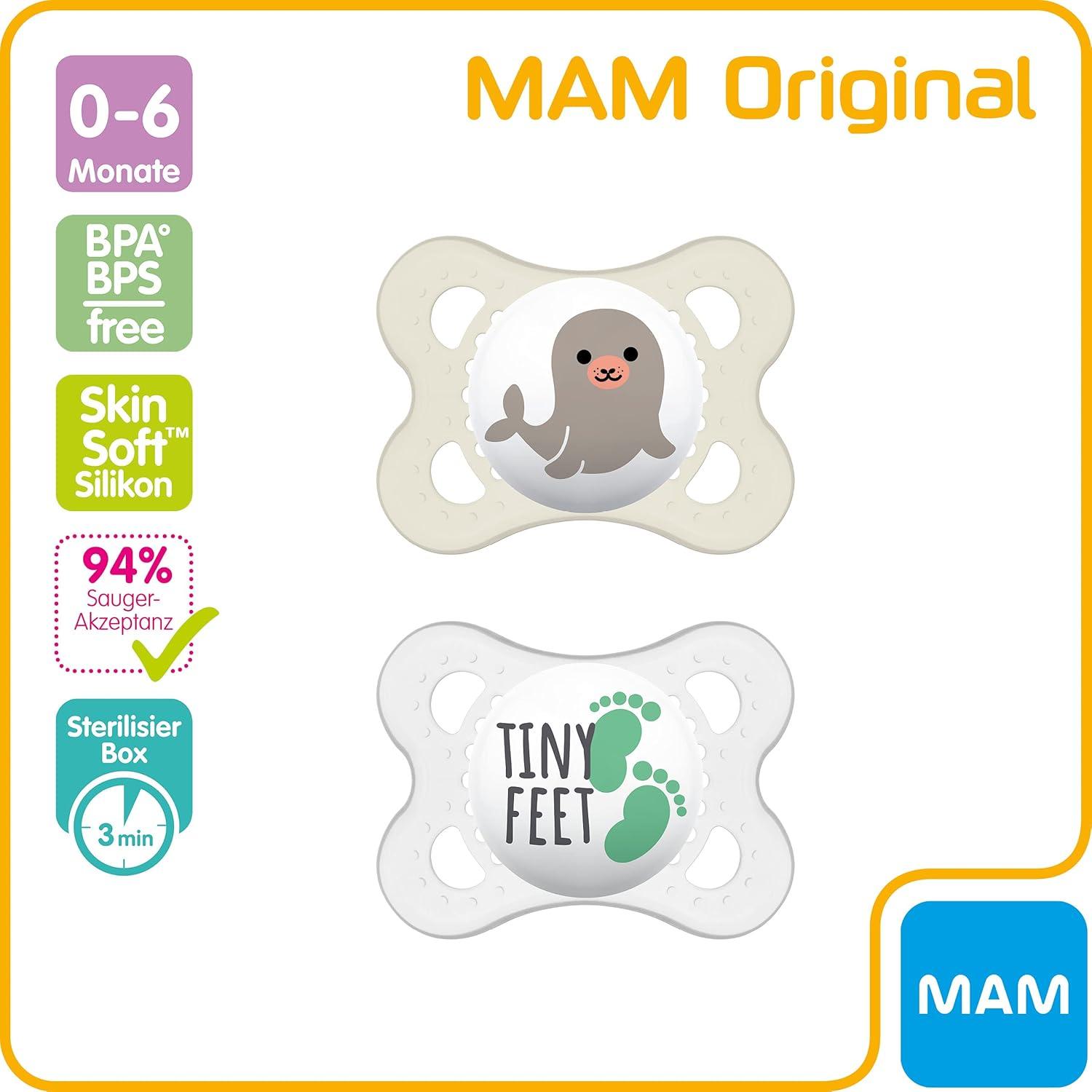 MAM Original Silicone Pacifier Set (2 Pack) - Tooth-Friendly Baby ...